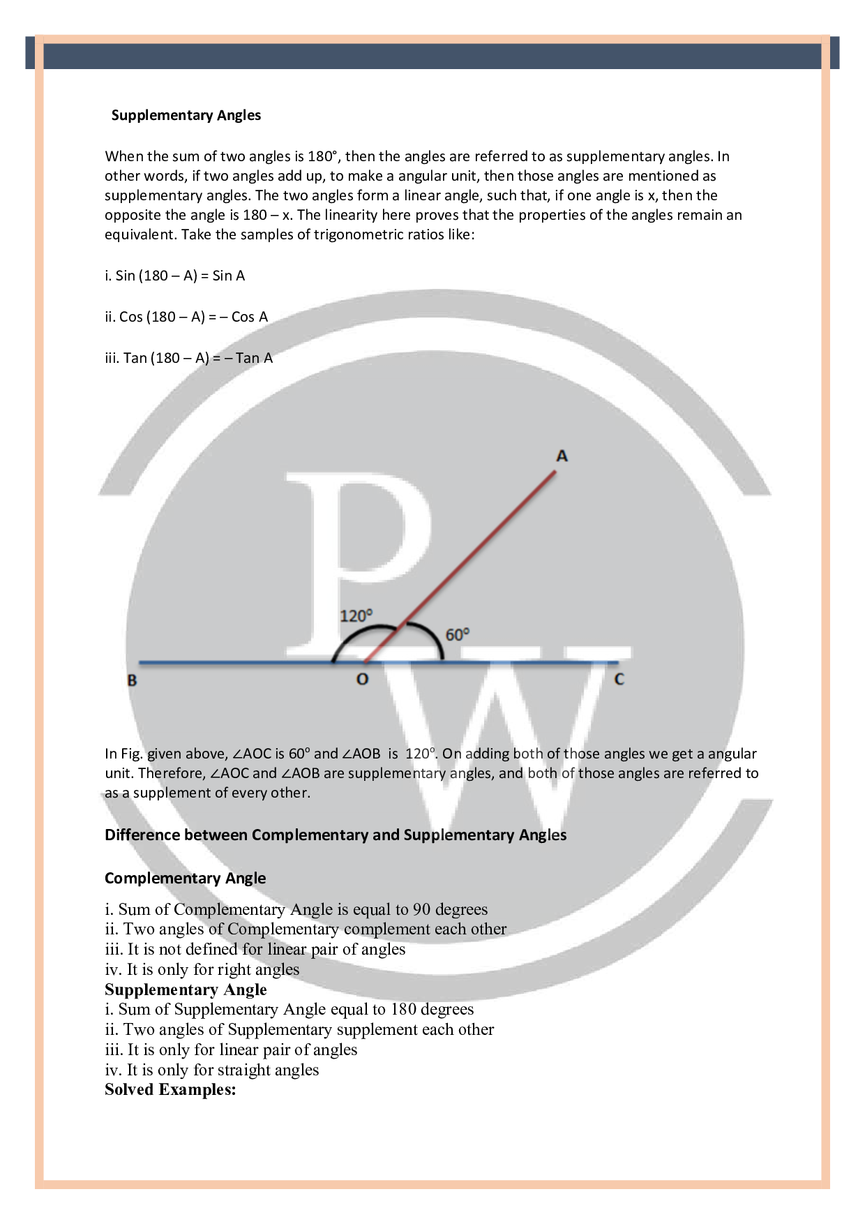What is Complementary Angle | Physics Wallah