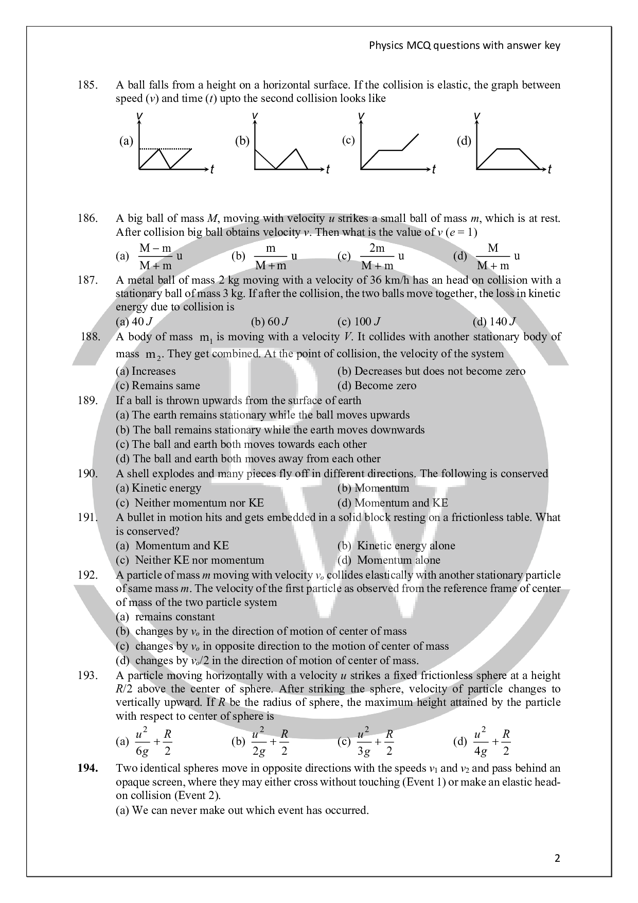 Momentum and impulse problems with solutions pdf | PW