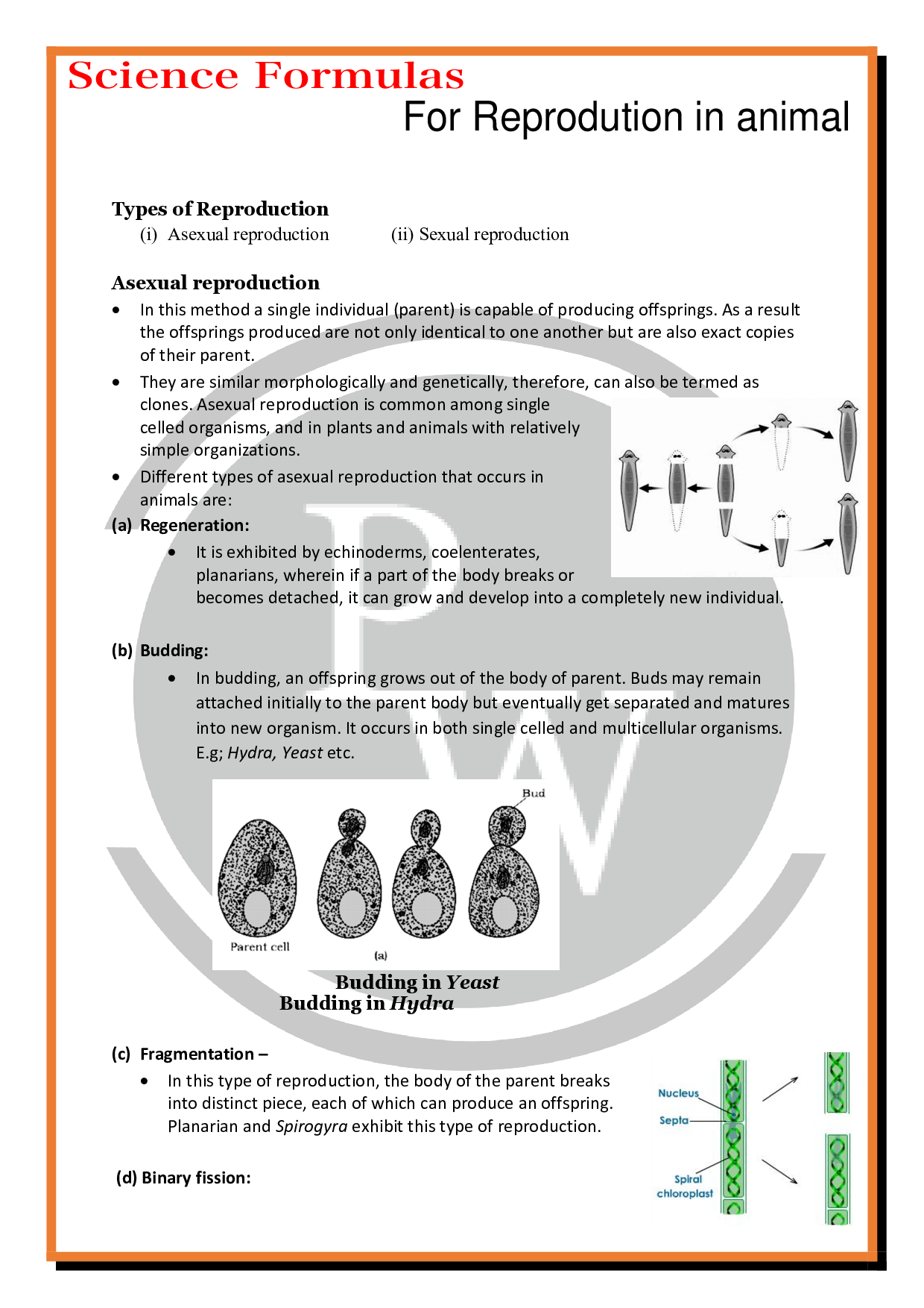 class 8 science chapter-Reproduction in animal Short Notes and Formulas of