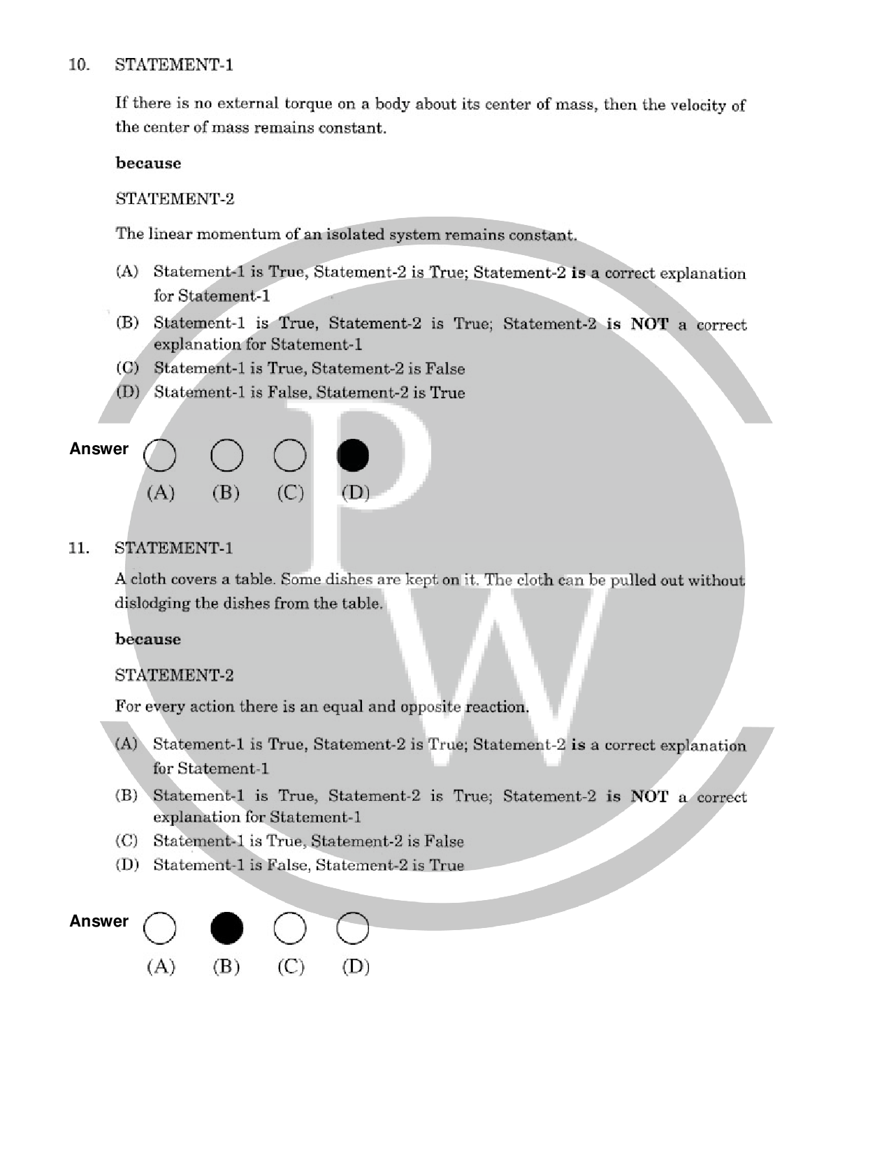 JEE Advance Question paper- 2007 Paper-2 With Answer Key |PW
