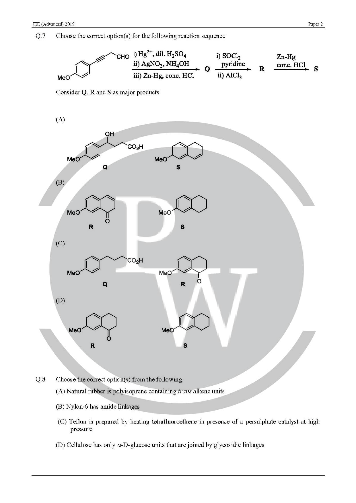 JEE Advance Question paper- 2019 Paper-2 With Answer Key | PW