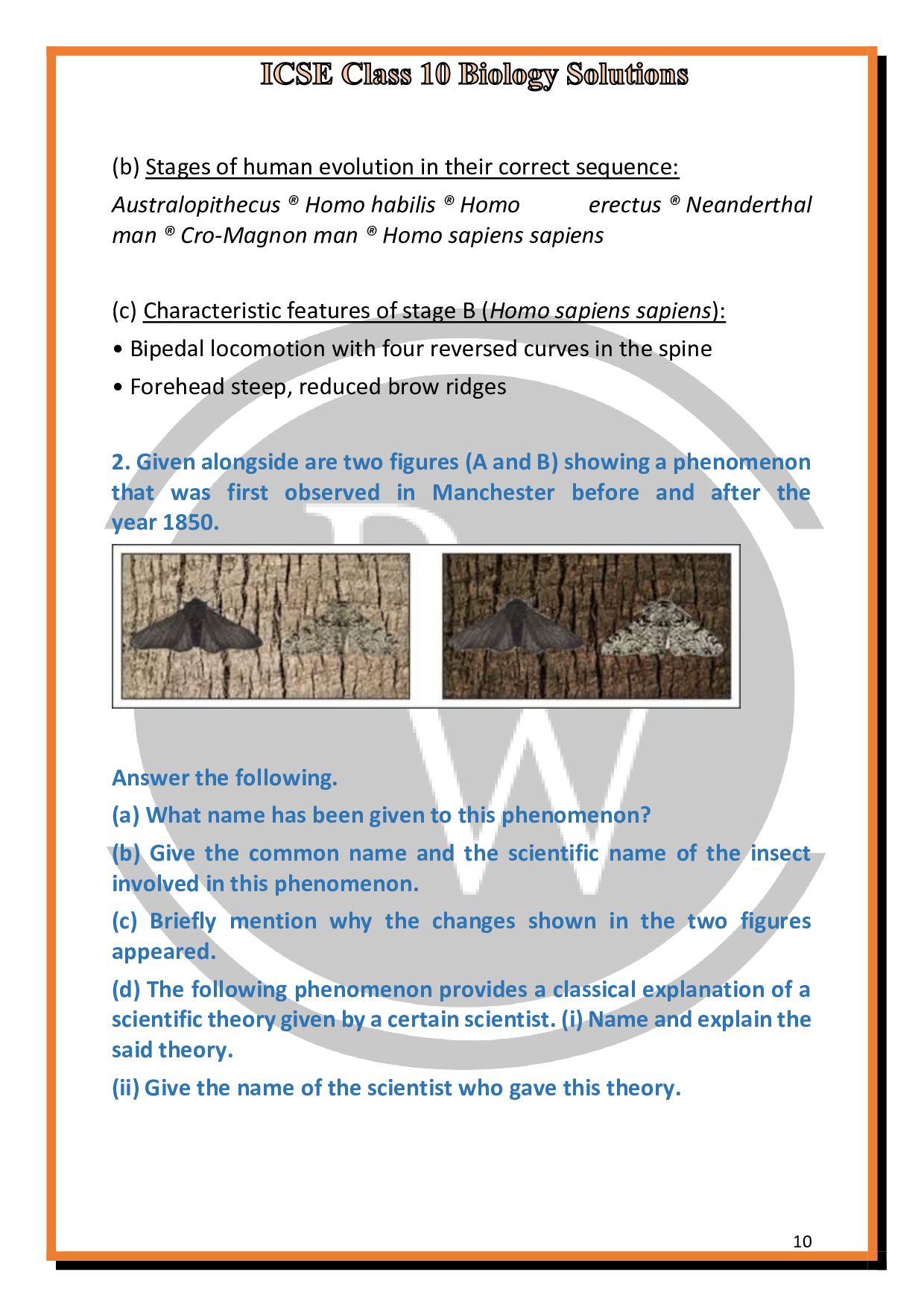 ICSE Class 10 Biology Solutions For Chapter-14 Human Evolution | PW