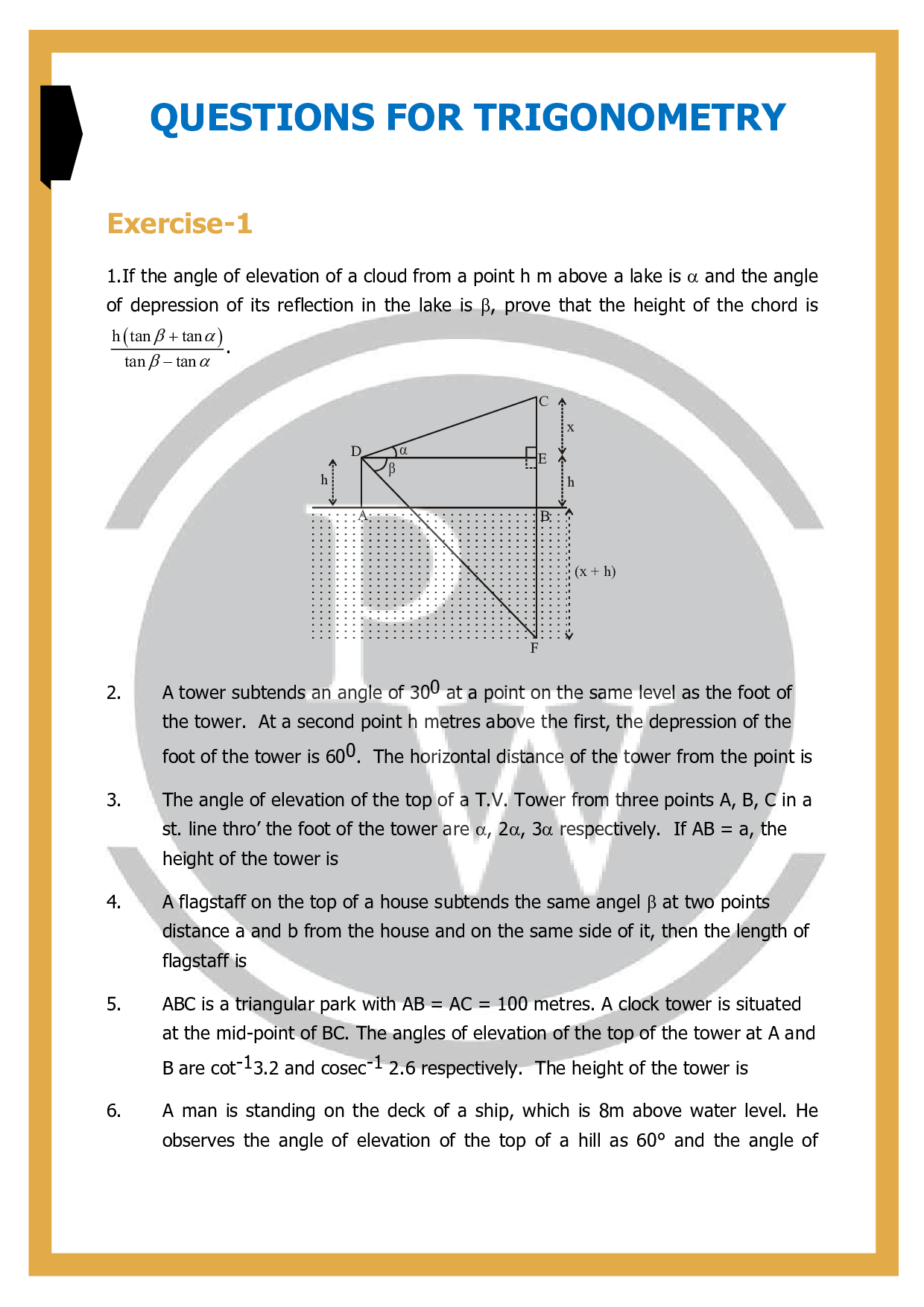 Questions for Trigonometry With Solutions|Physics Wallah