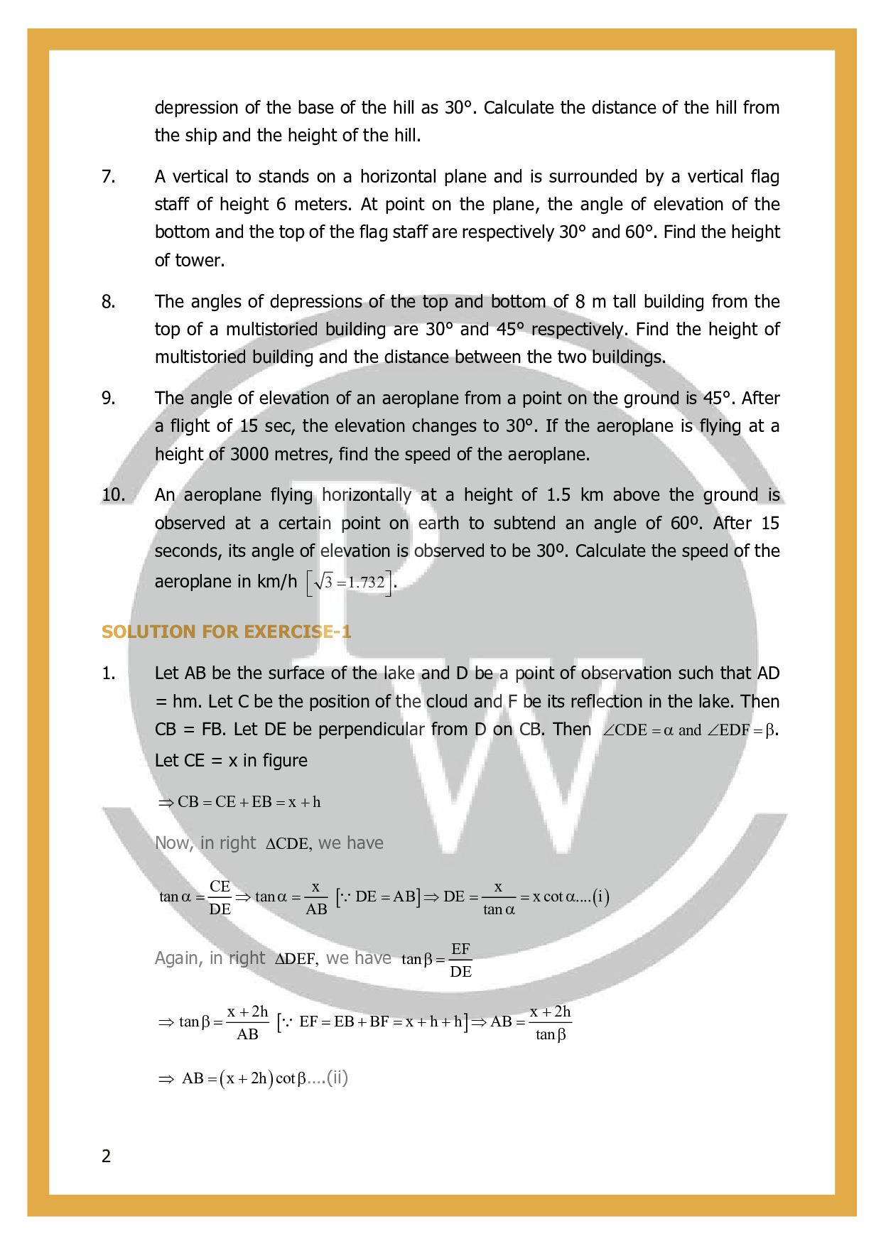 Questions for Trigonometry With Solutions|Physics Wallah