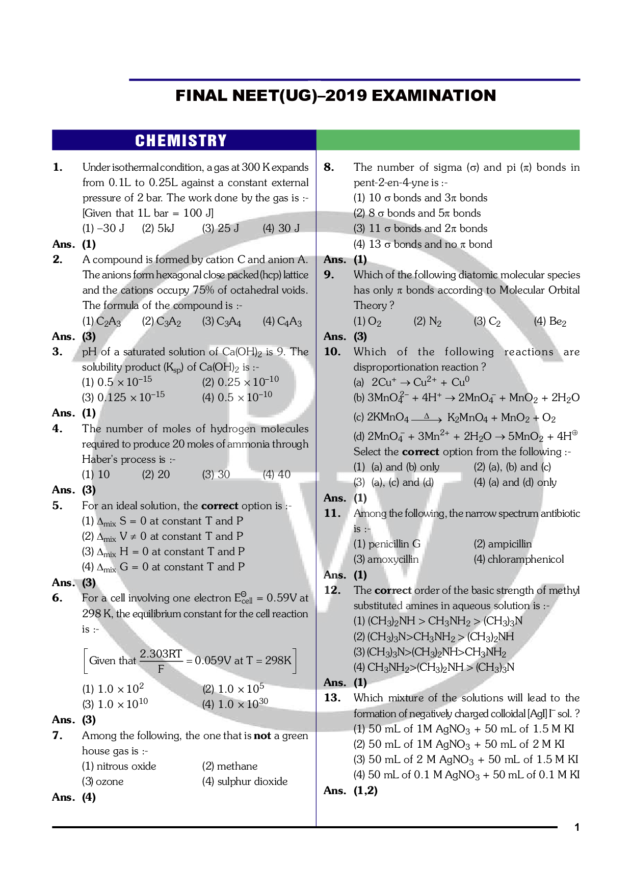 NEET 2019 question paper with solution pdf- download now