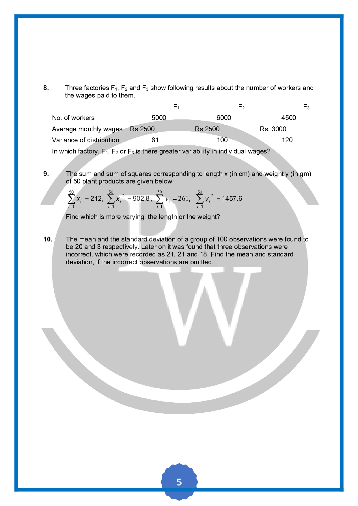 Questions of chapter-statistics |CBSE 11th Maths |Physics Wallah