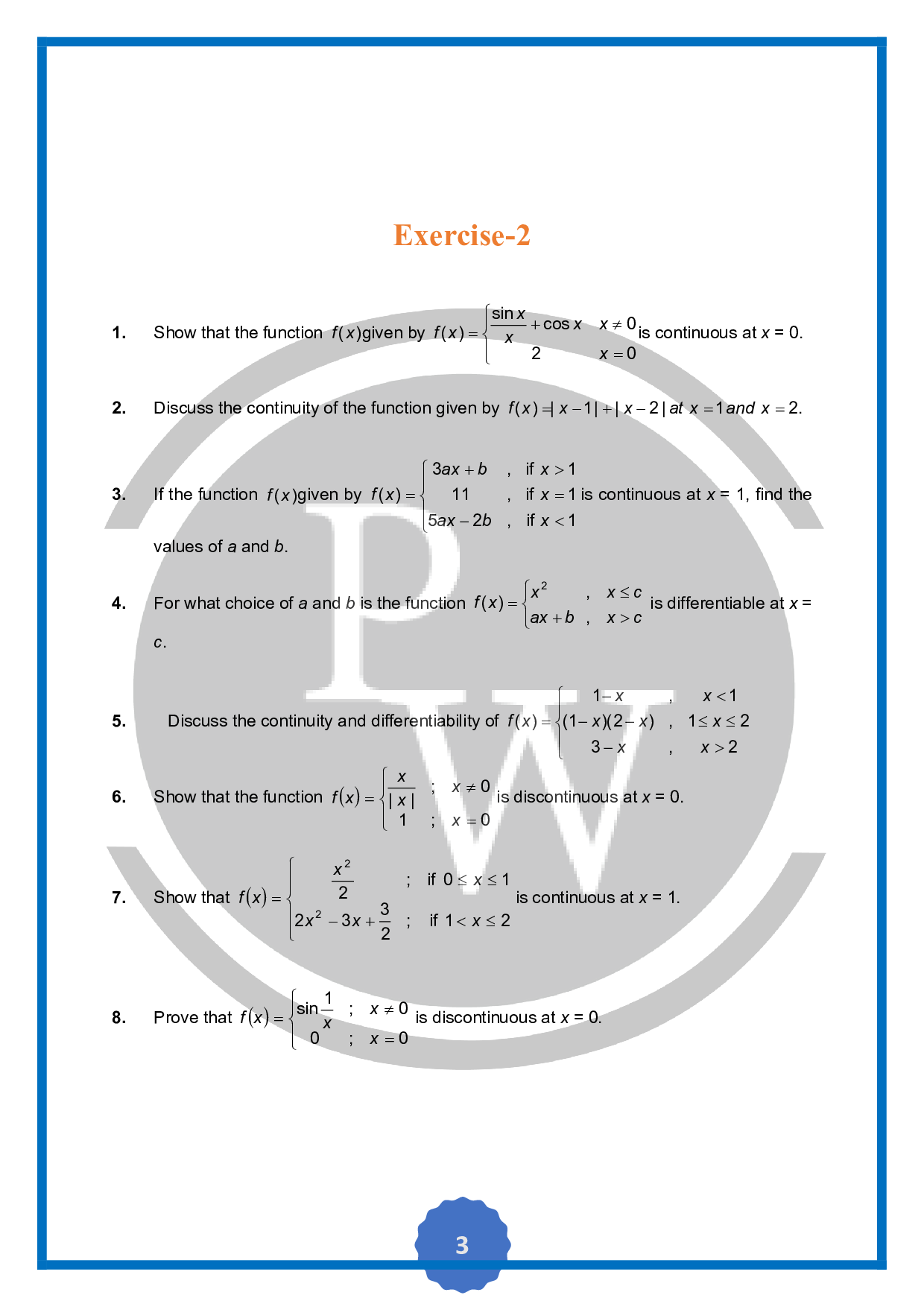 Question on Continuity and Differentiability|Physics Wallah