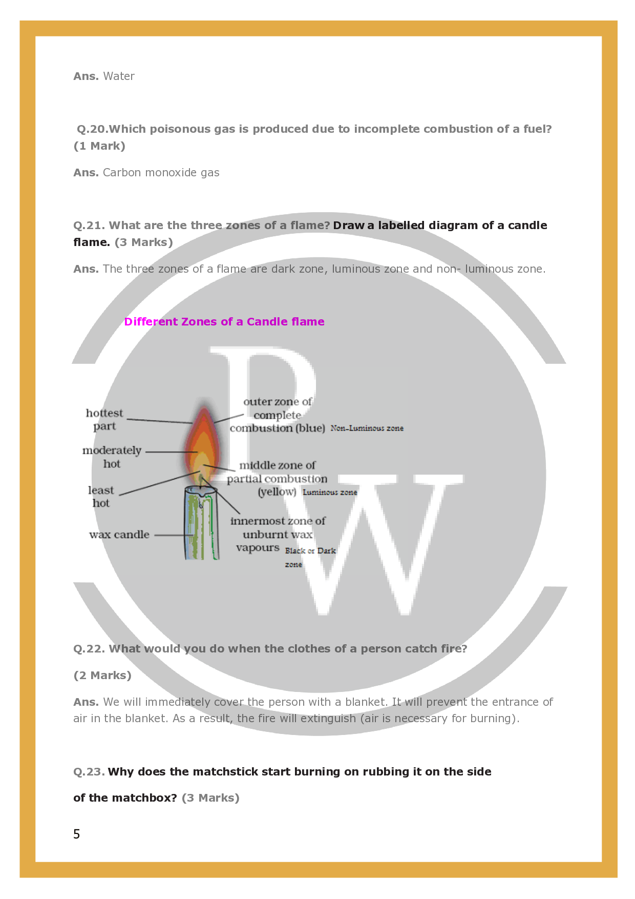 HOT & MCQ Based Questions|Combustion and Flame