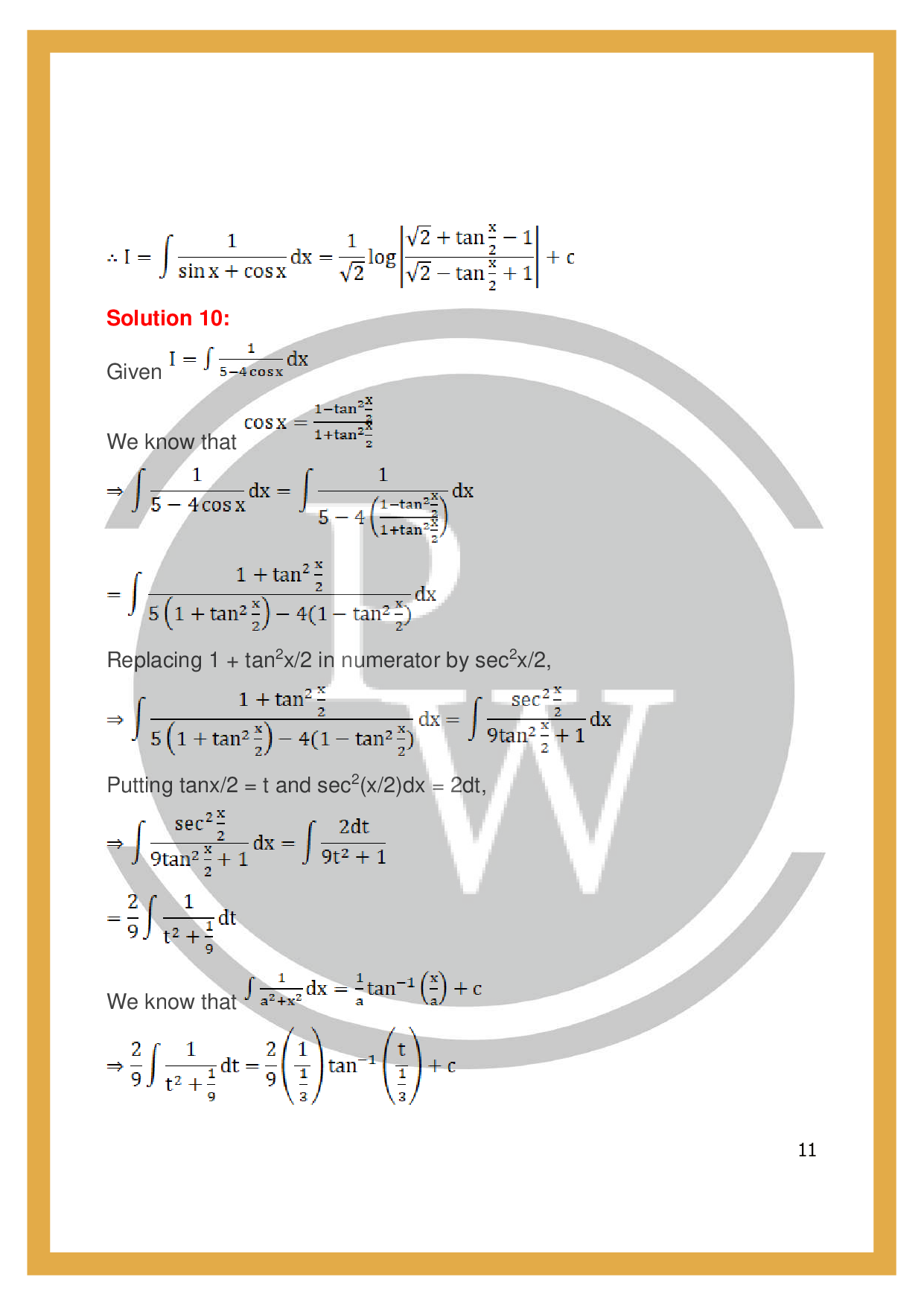 Solutions for class 12 maths chapter-19 Exercise-19W RD Sharma