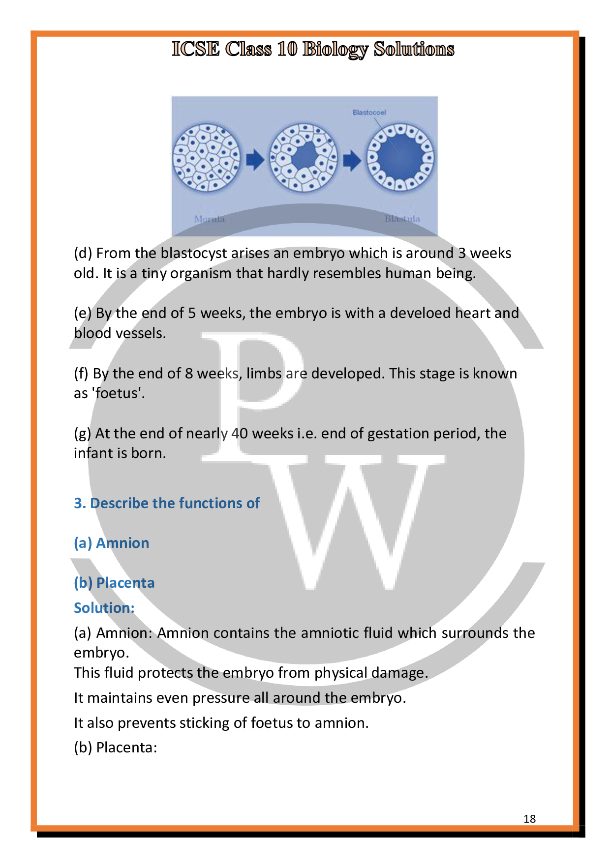 ICSE Class 10 Biology solutions For Chapter 13 The Reproductive System |PW