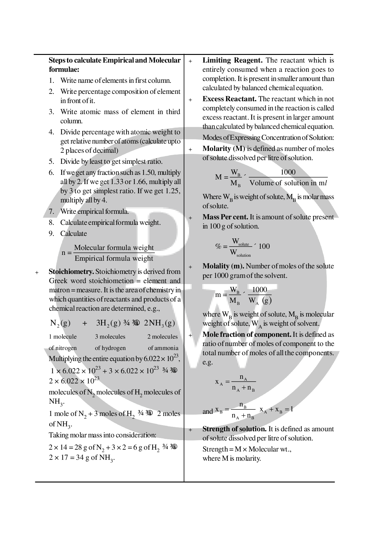 Some Basic Concept Of Chemistry Class 11 Formula PW