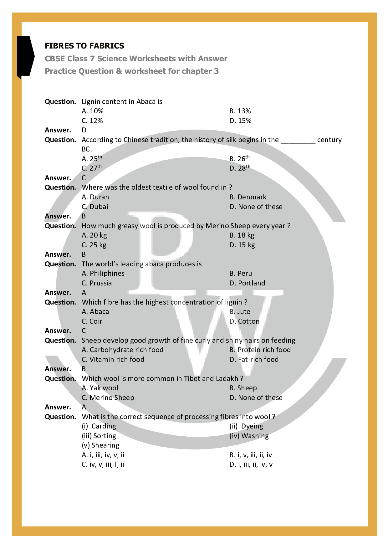 Class 7 Science Worksheet- 1 With Detail Solution|Physics Wallah