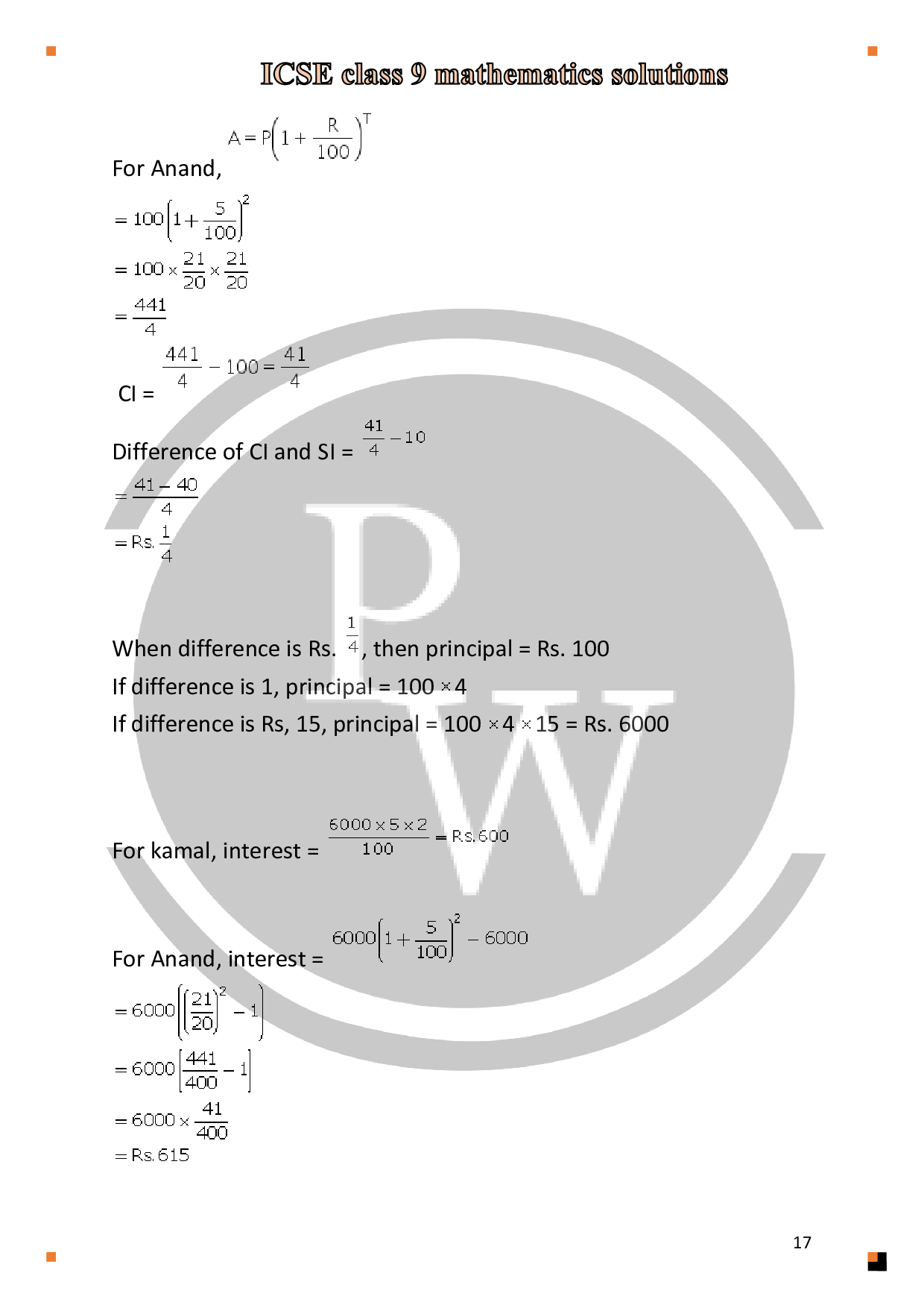 ICSE Solutions|Compound Interest (Using Formula)