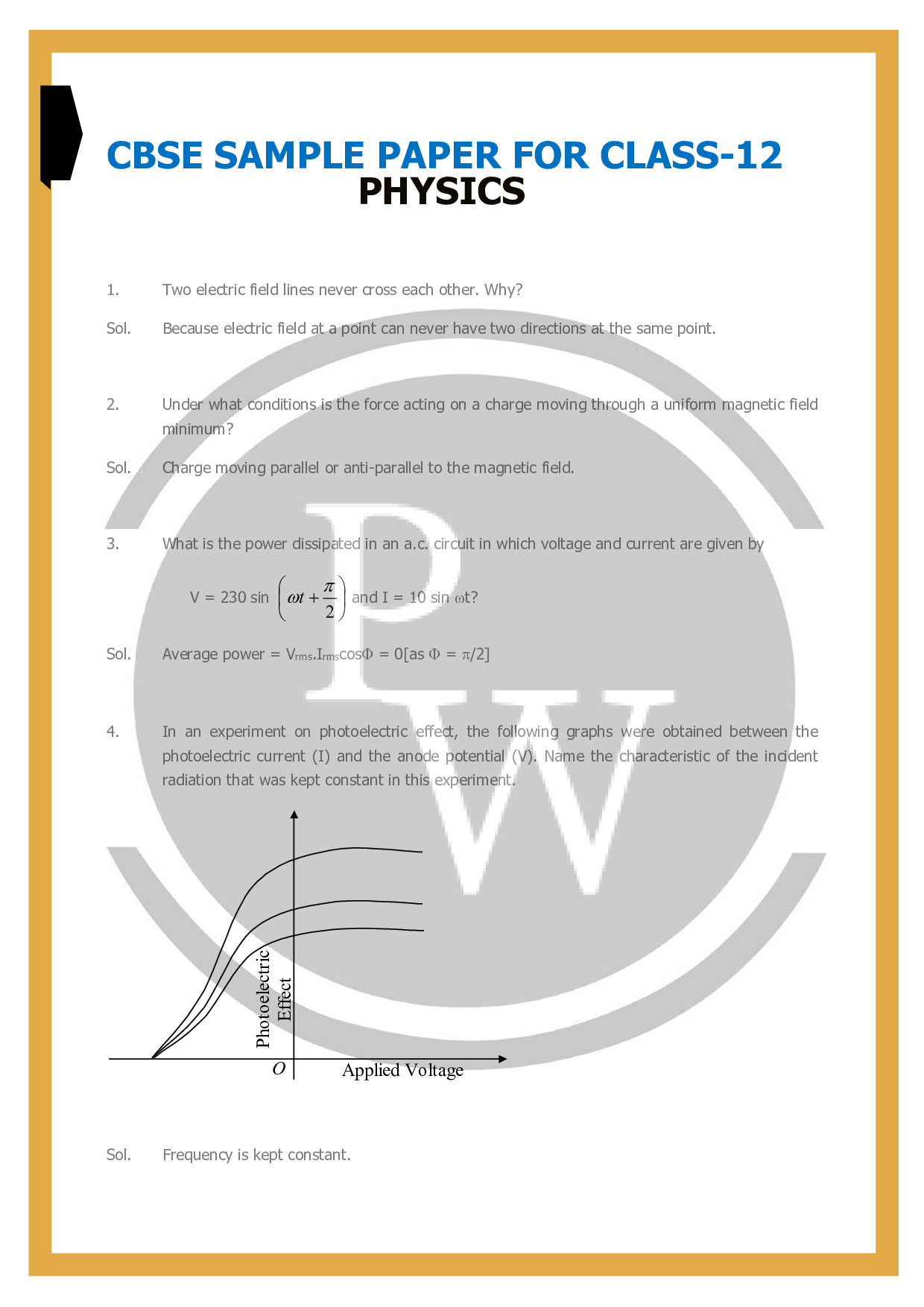 CBSE Physics Sample Paper-2 | Physics Wallah