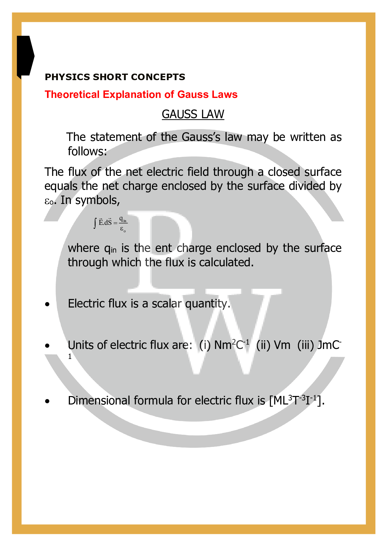 Gauss Law: definition ,Introduction, Formula, Equation, & applications