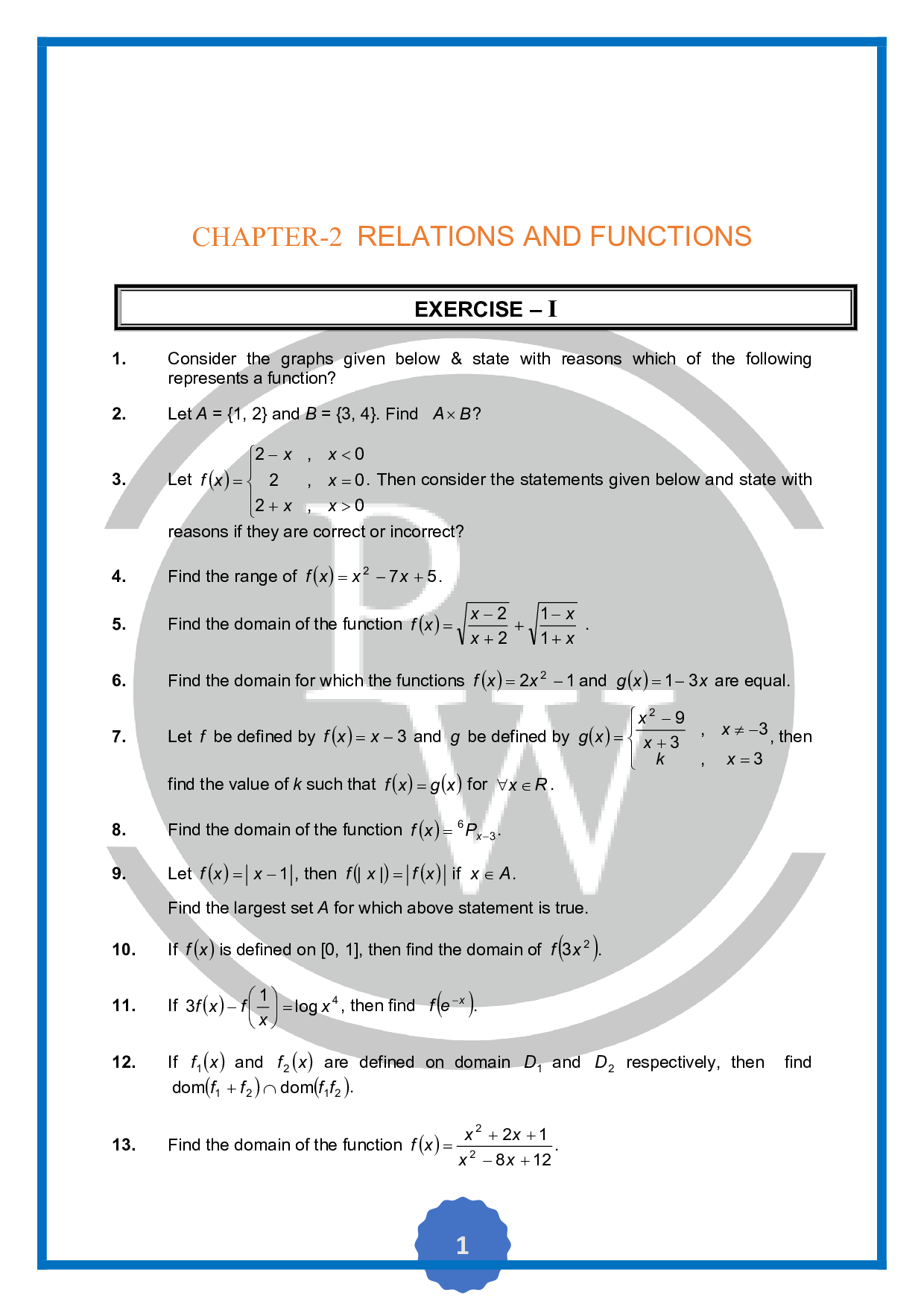 Questions Based chapter Relations And Functions Questions Based chapter Relations And Functions