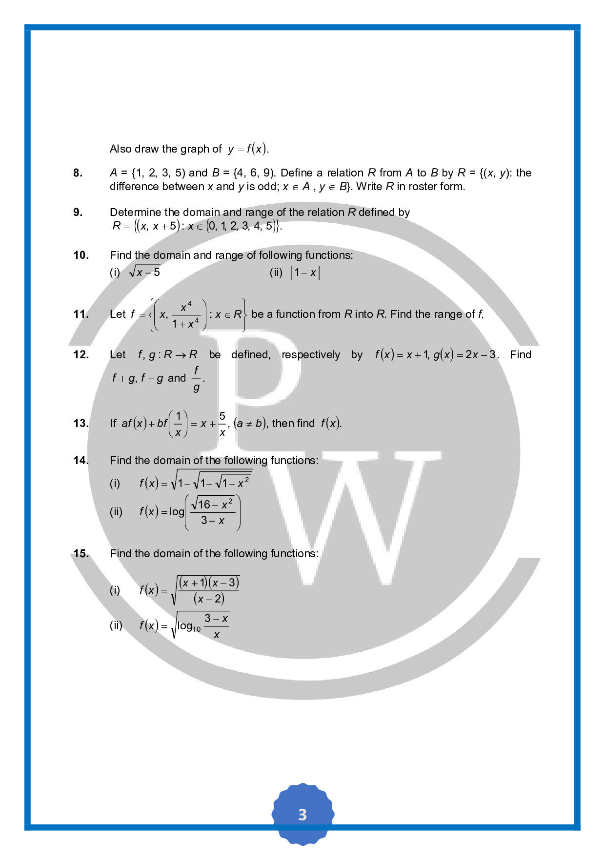Questions Based|chapter-Relations and functions