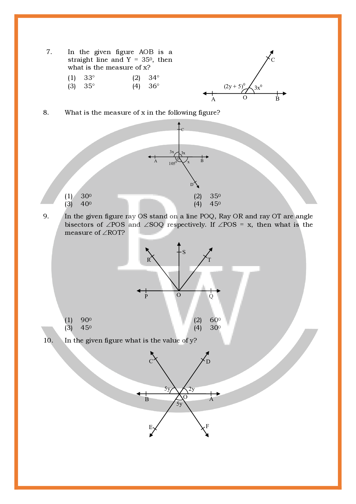 Class 7 Maths Worksheet-9 with Answer Key |Physics Wallah