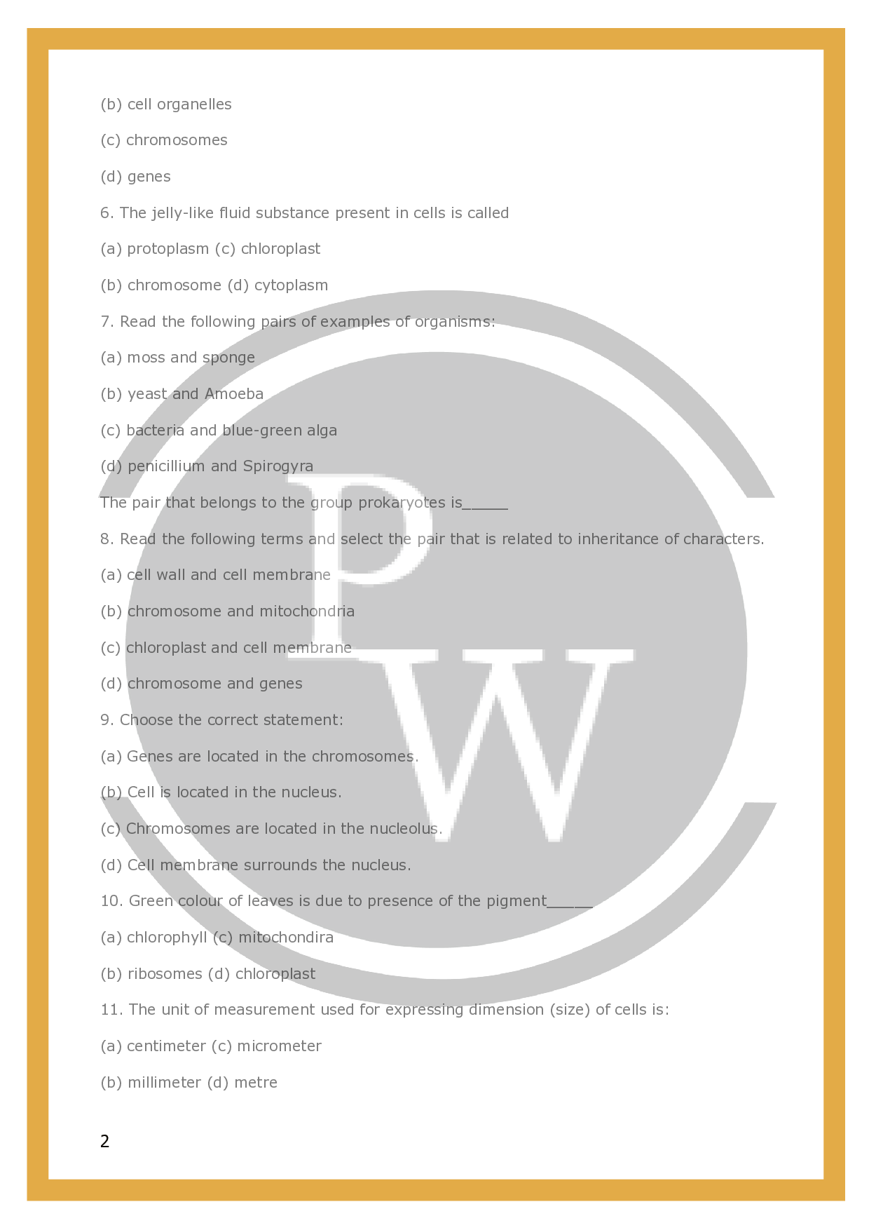 HOT & MCQ Based Questions|Cell - Structure and Functions