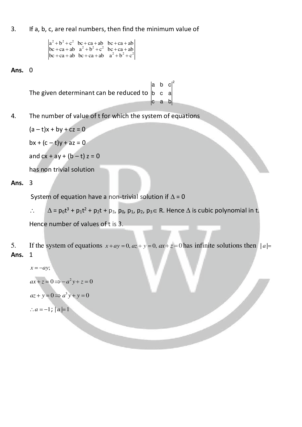 JEE Maths chapter- Determinants