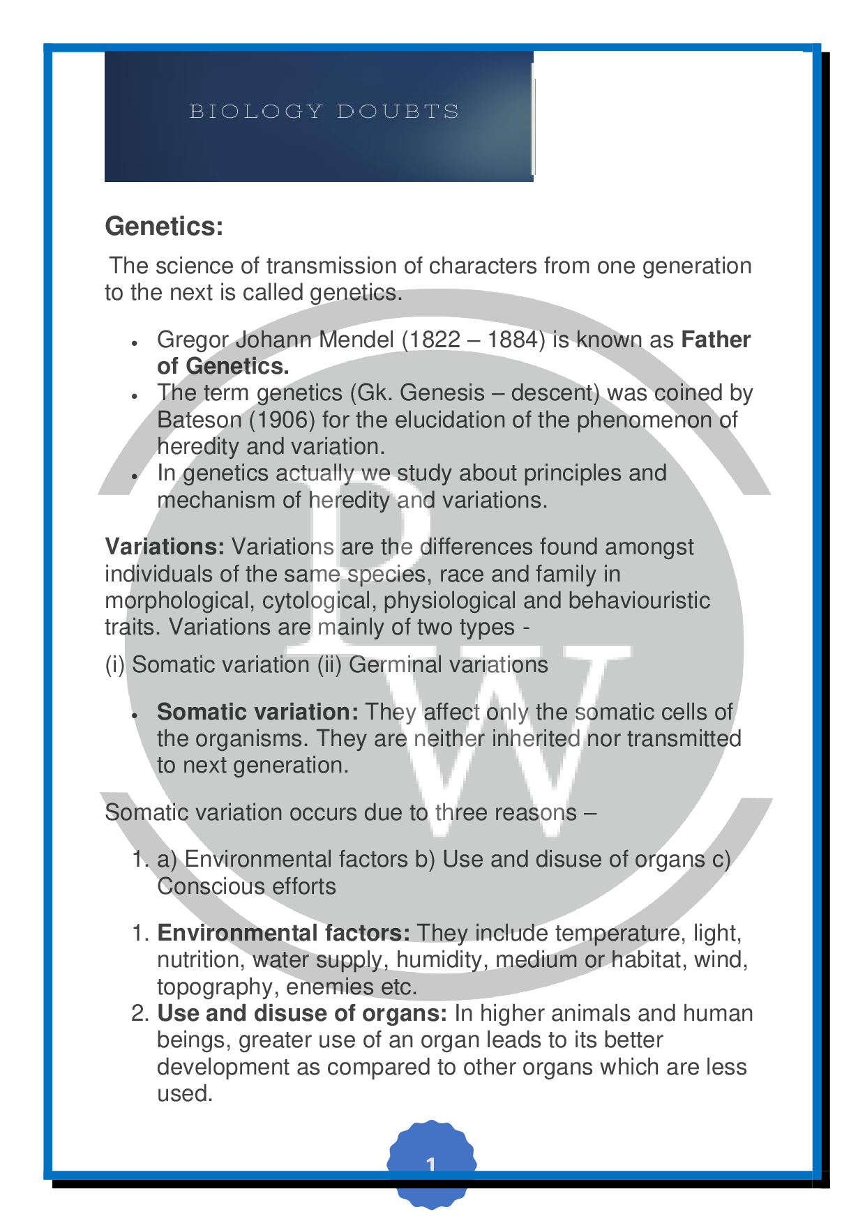 why is genetic variation important |Physics Wallah