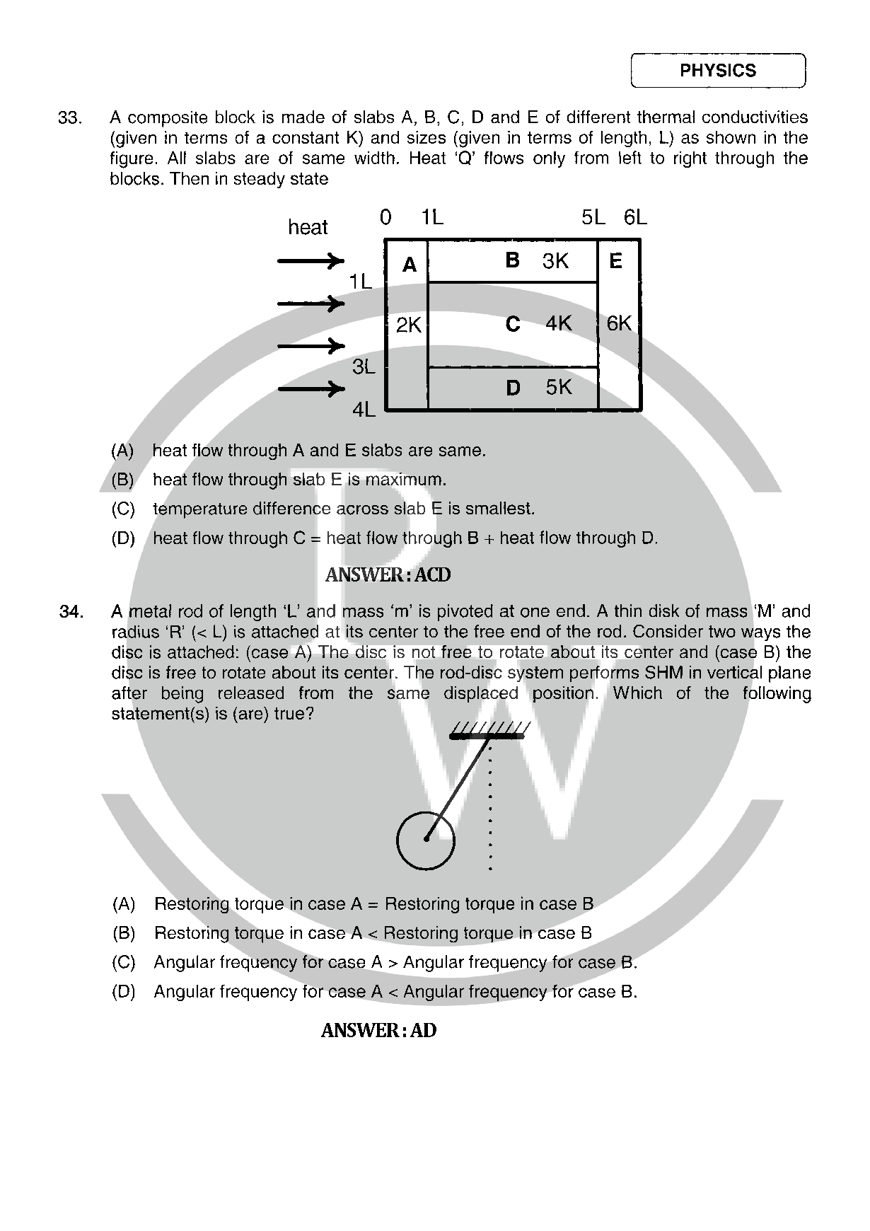 JEE Advance Question paper- 2011 Paper-1 With Answer Key | PW