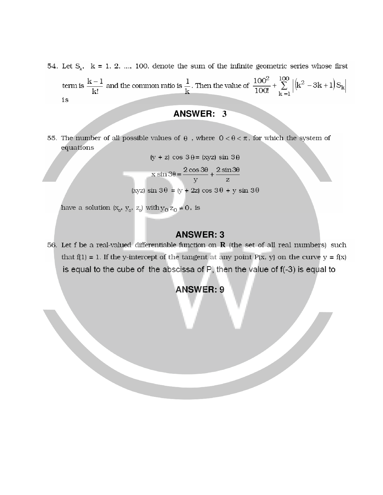JEE Advance Question paper- 2010 Paper-1 With Answer Key | PW