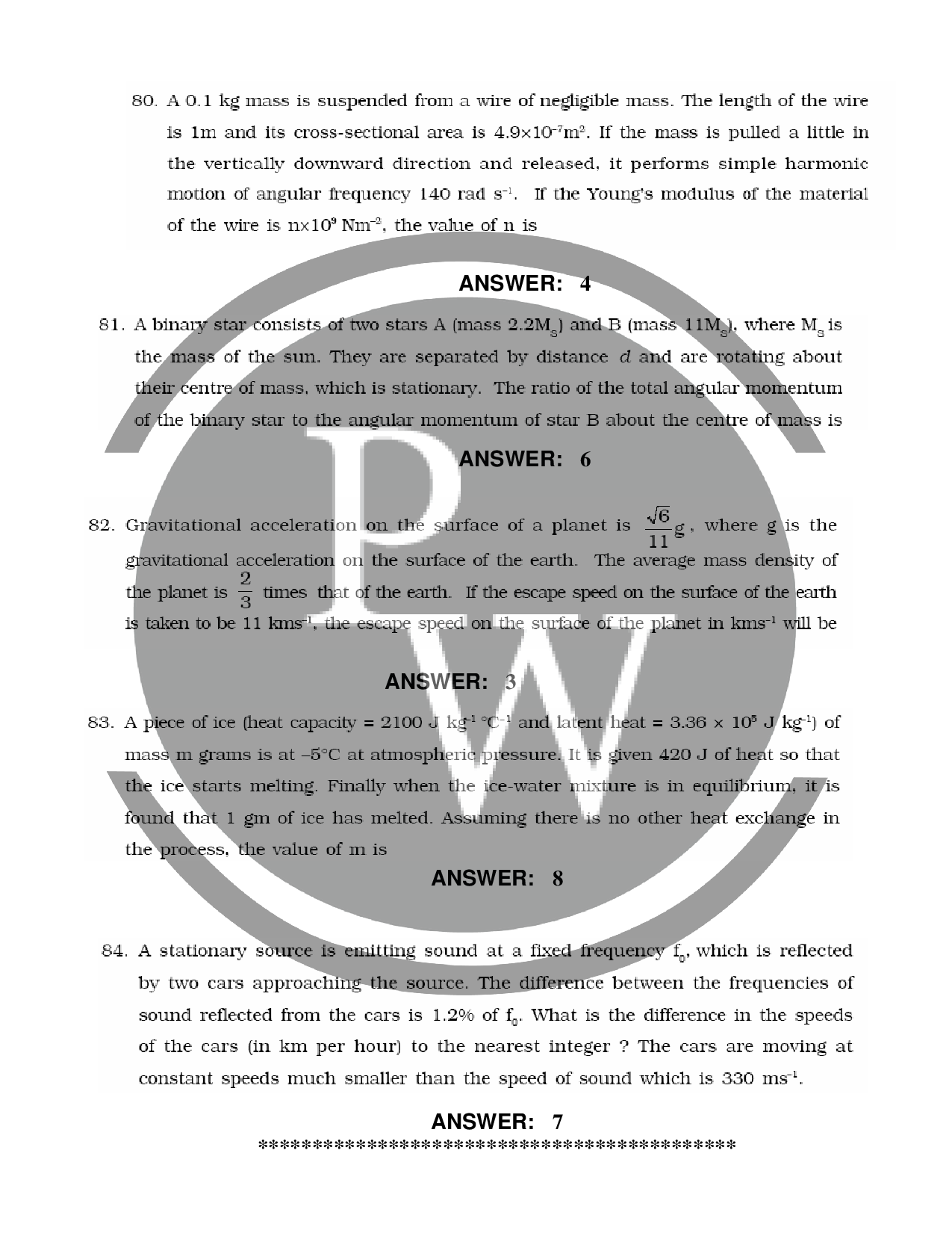 JEE Advance Question paper- 2010 Paper-1 With Answer Key | PW