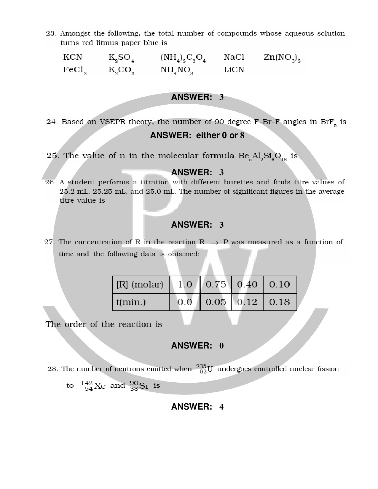 JEE Advance Question paper- 2010 Paper-1 With Answer Key | PW