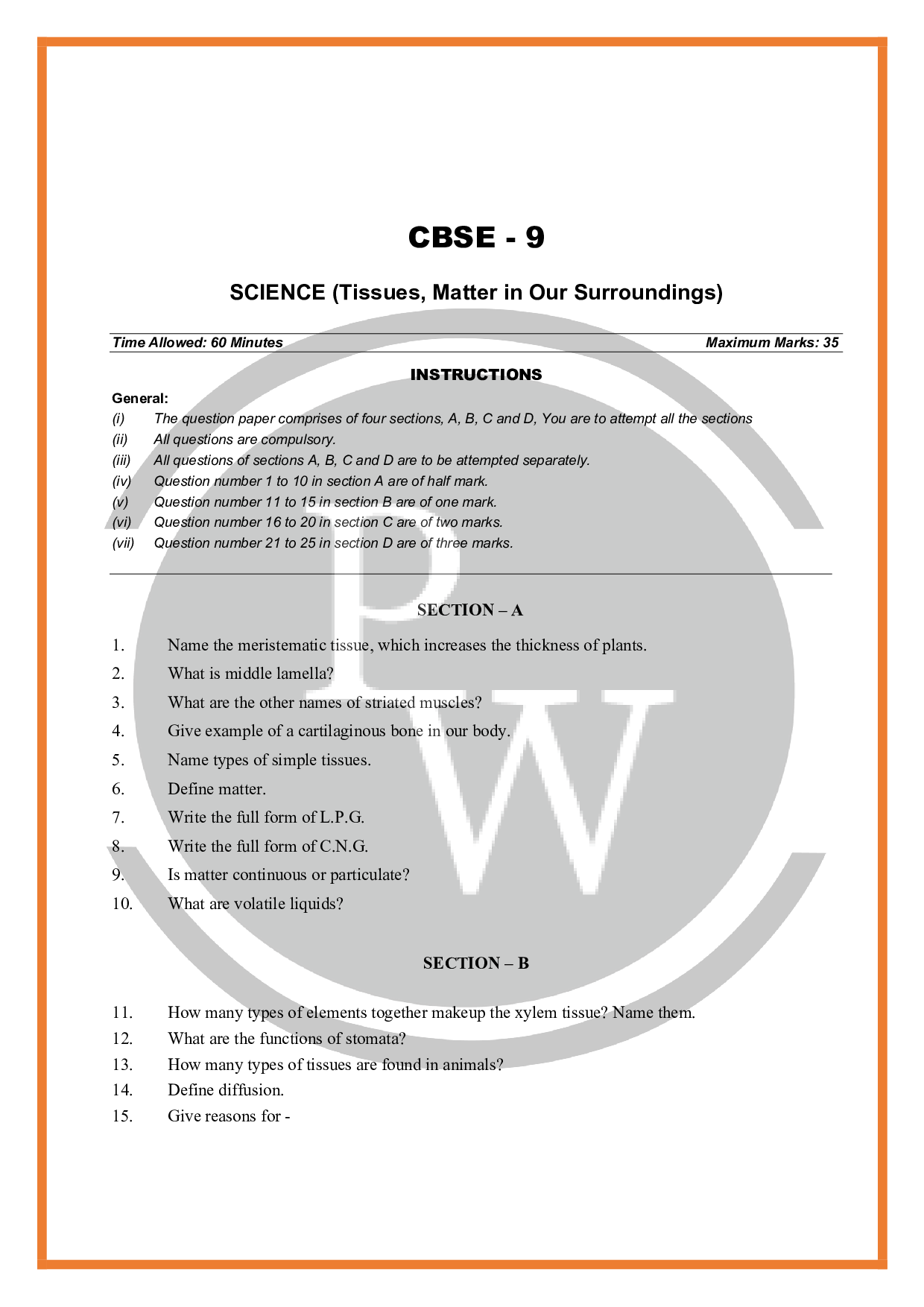 CBSE Sample Paper-2 class 9 Science with solution | Physics Wallah