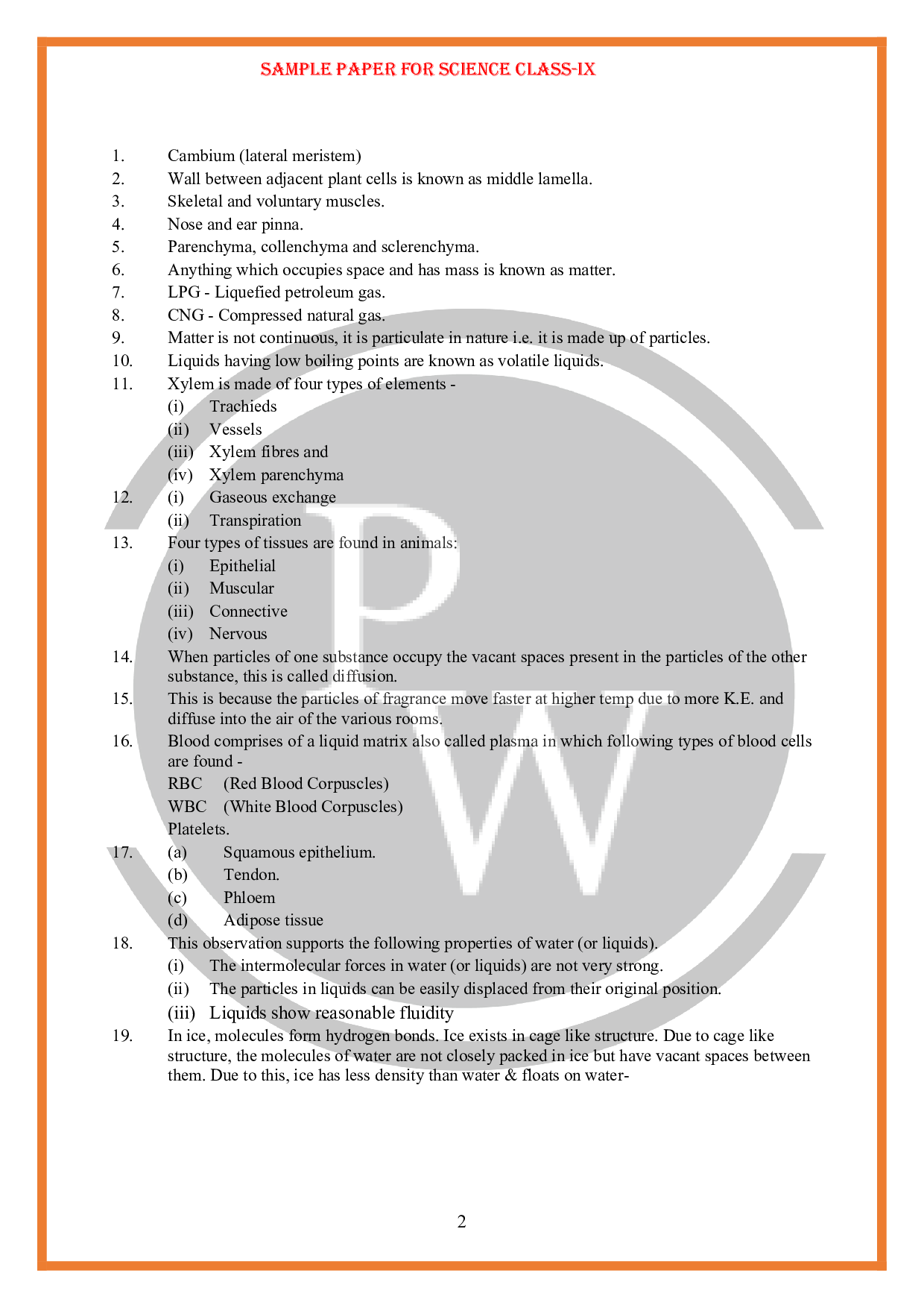 CBSE Sample Paper-2 class 9 Science with solution | Physics Wallah