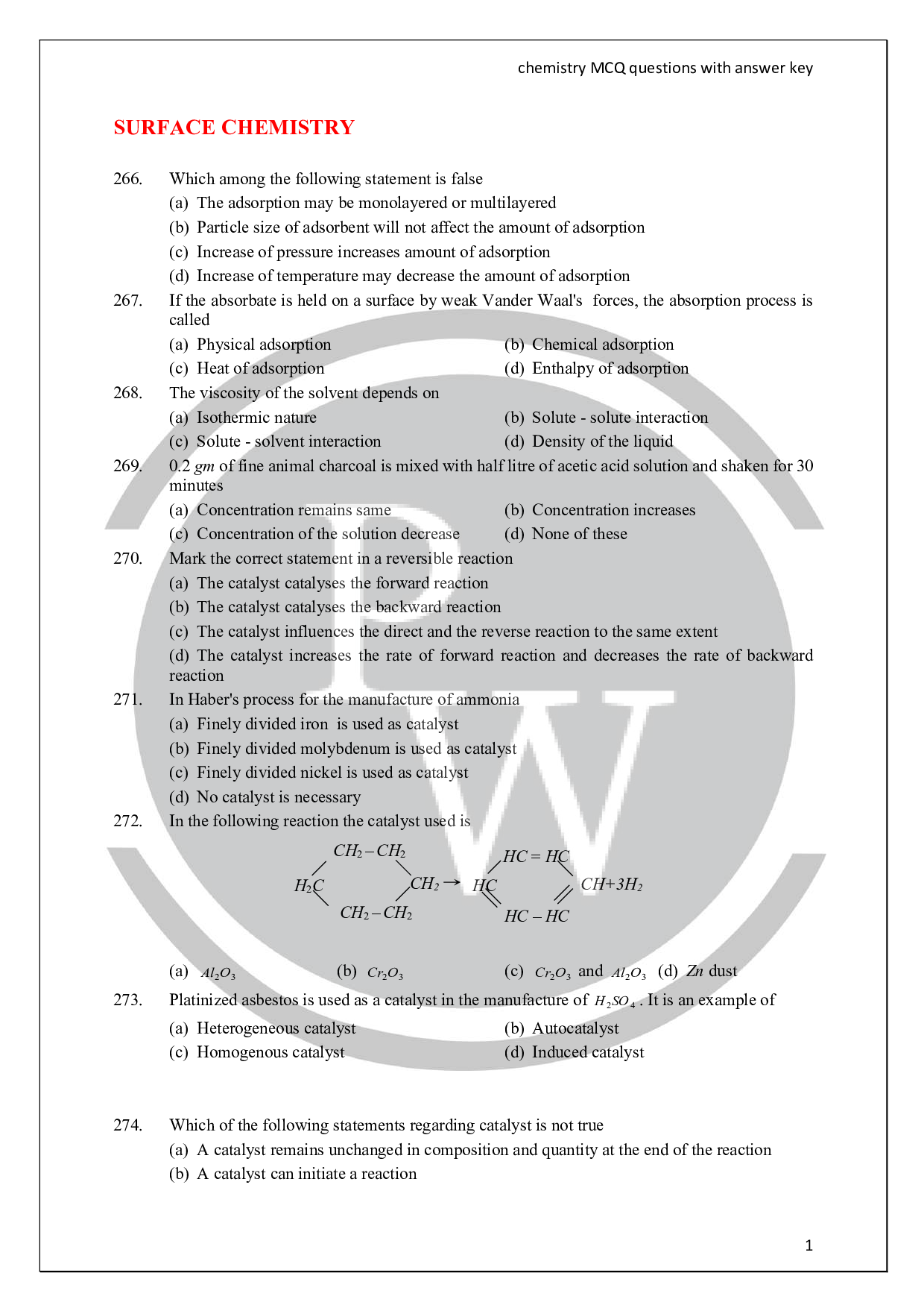 Surface chemistry questions |PW