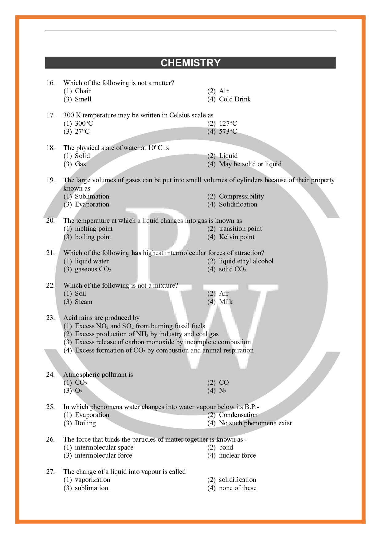 CBSE Sample Papers for class 8 Science-5 objective Type