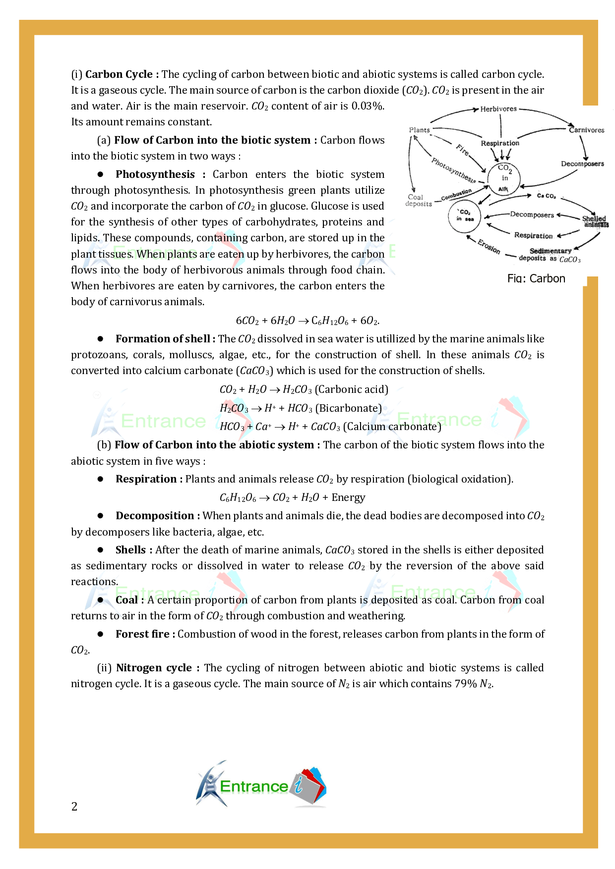 Biogeochemical cycle| Definition and example |Biology |Entrancei