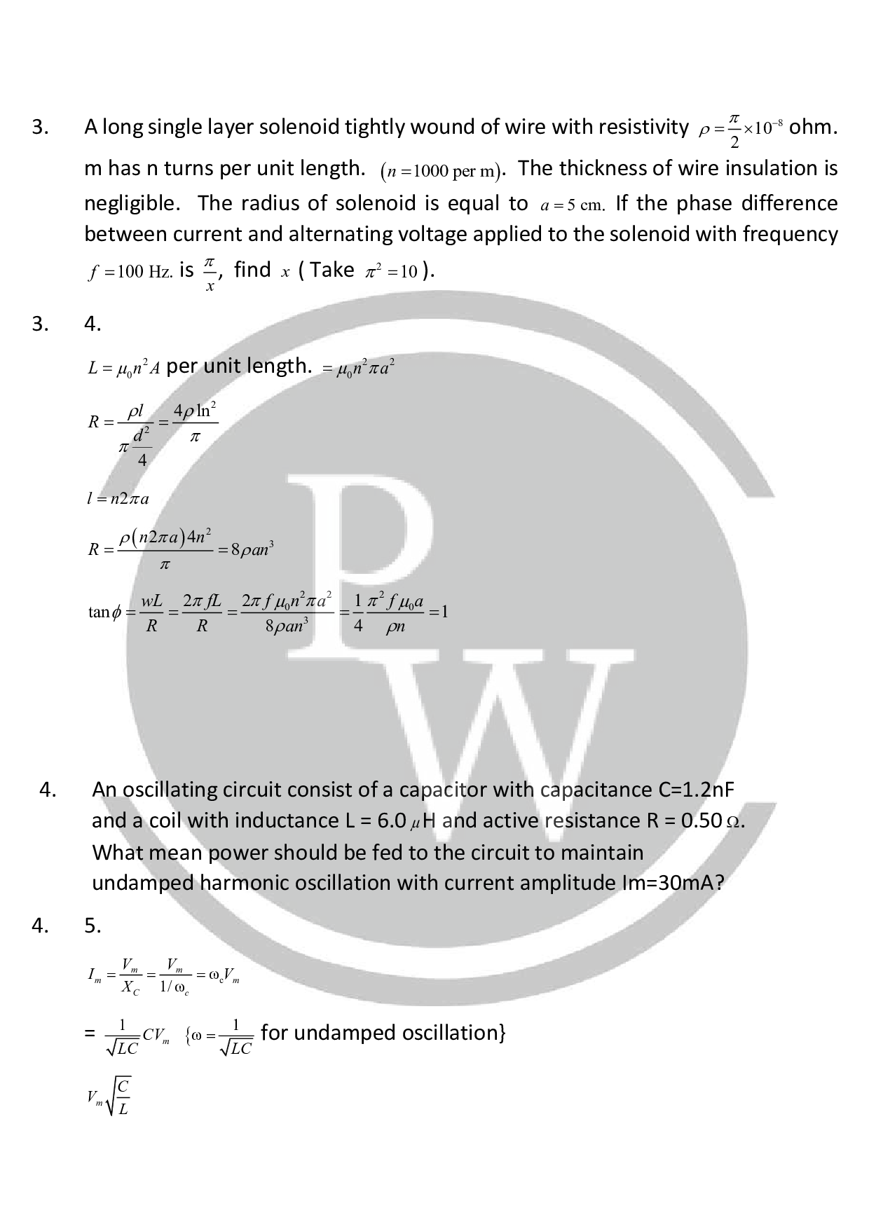 Integer question of Alternating current for JEE Physics|Physics Wallah