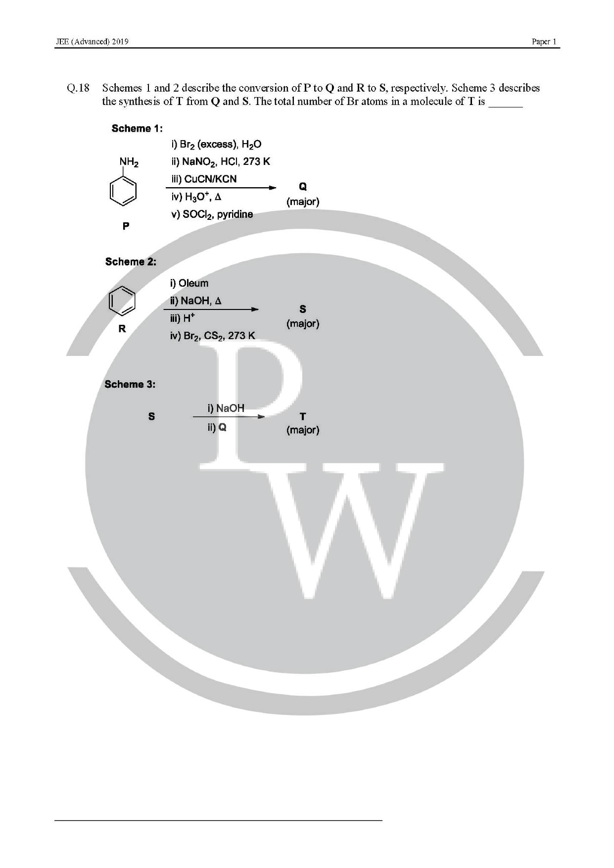 JEE Advance Question paper- 2019 Paper-1 With Answer Key | PW