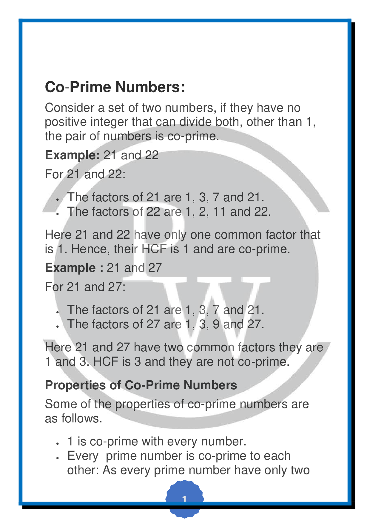 What Is Co Prime Numbers Explain With Examples Physics Wallah