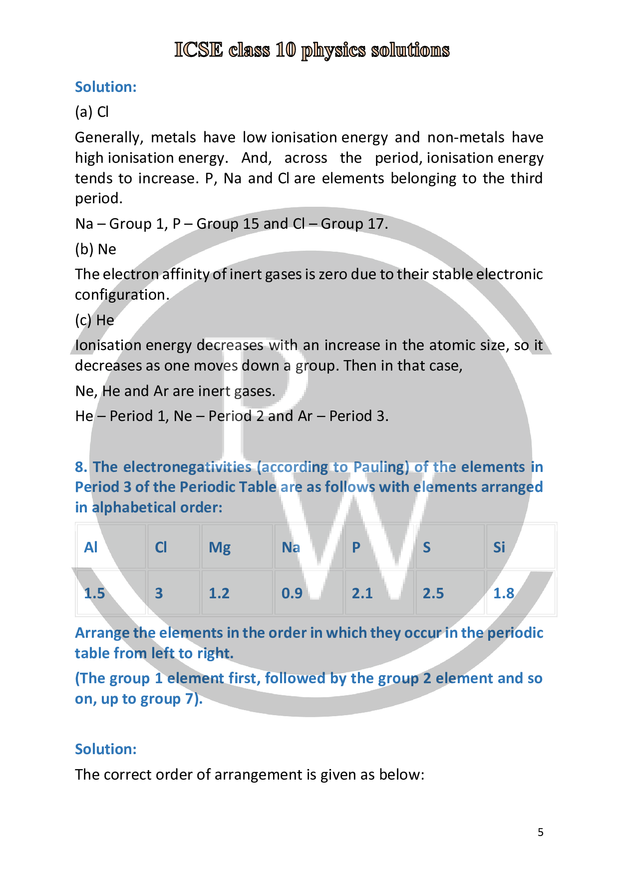 ICSE Class 10 Chemistry solutions for chapter-1 Periodic Table | PW