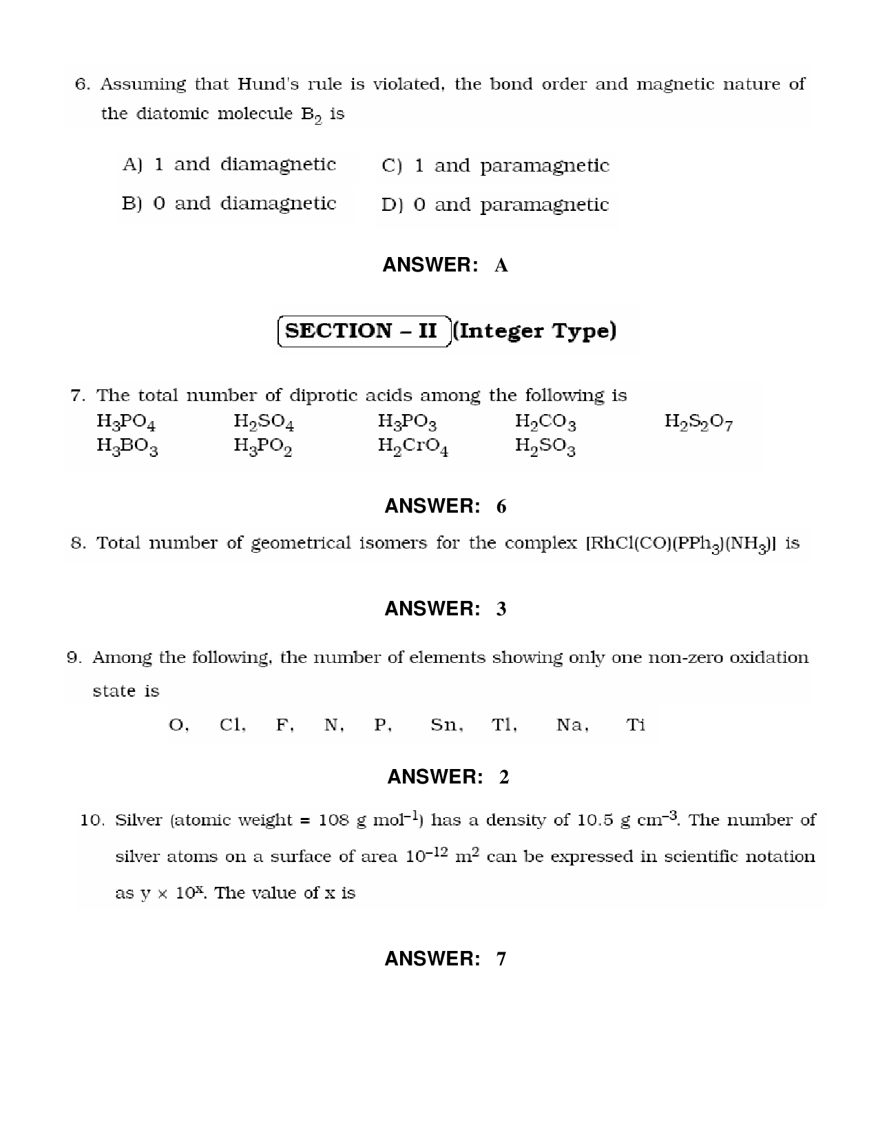 JEE Advance Question paper- 2010 Paper-2 With Answer Key | PW