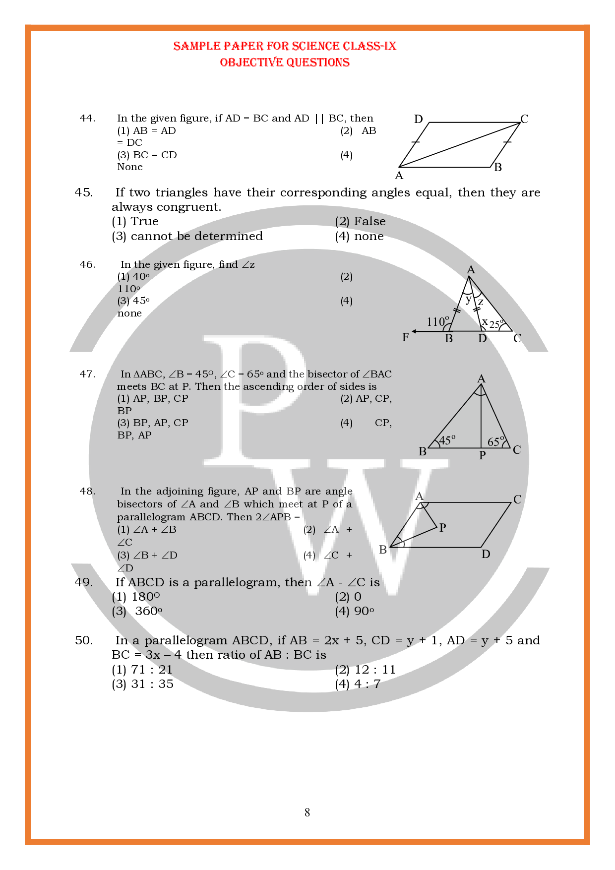 CBSE Sample Paper-12 For Class 9 Science (Objective Type Questions) | PW