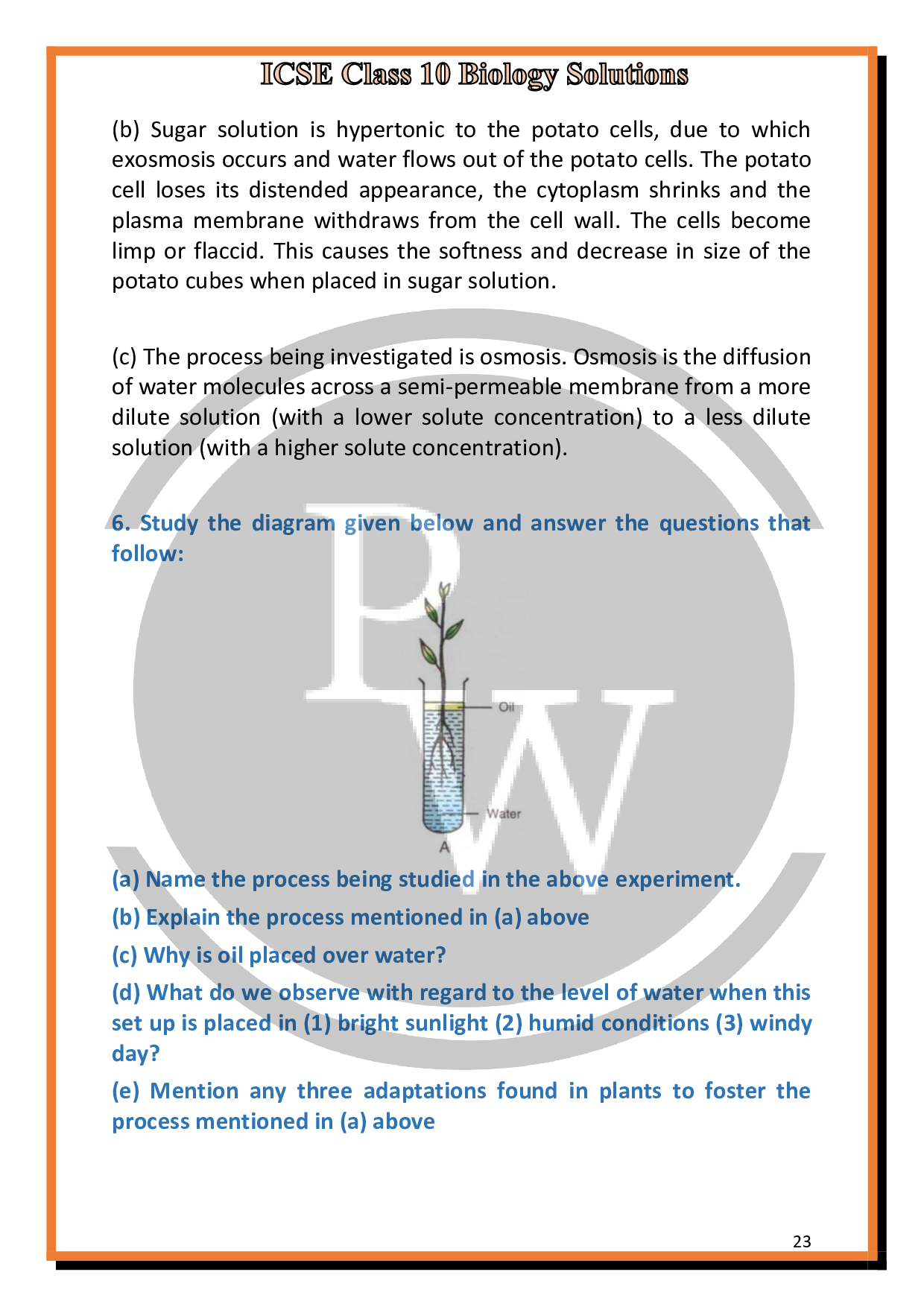 ICSE Biology solutions for chapter-4 Absorption by Roots | PW