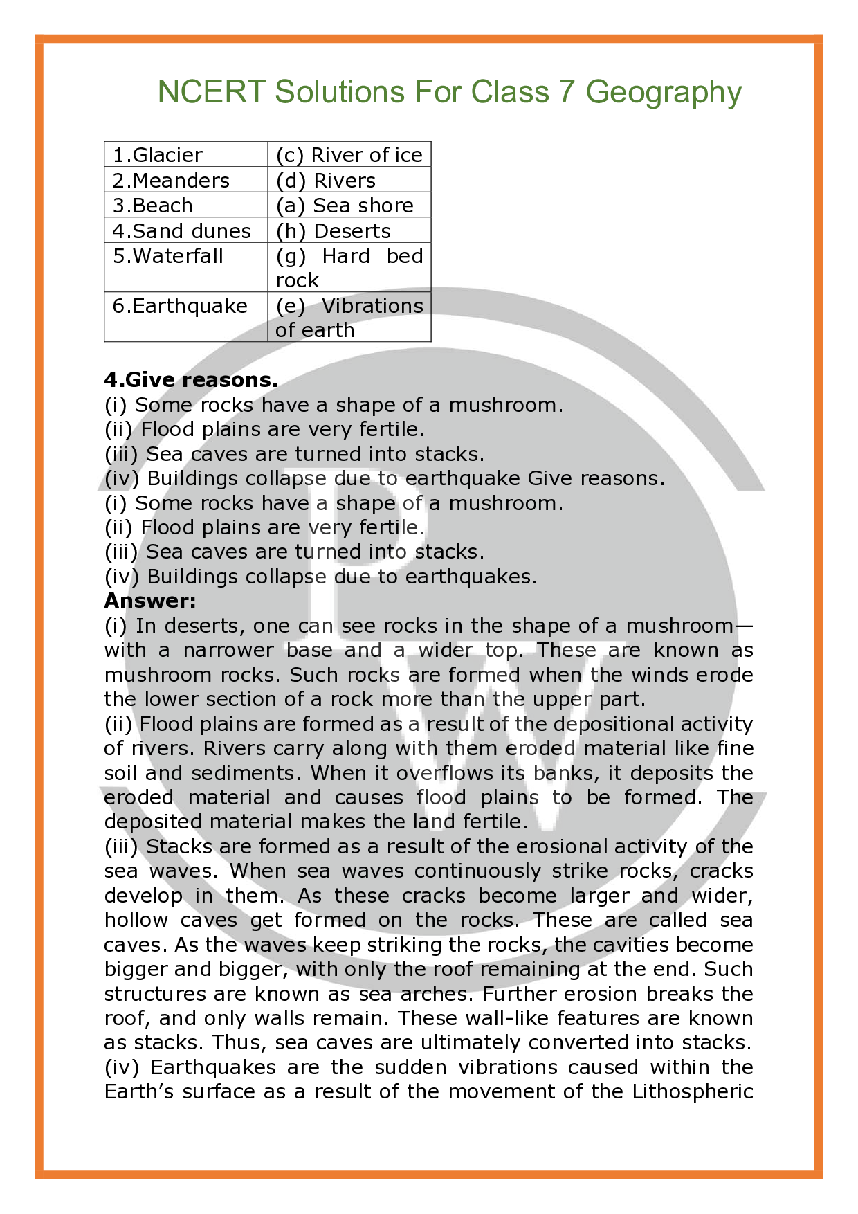 NCERT Solutions for Class 7 Geography Chapter 3- Our Changing Earth | PW