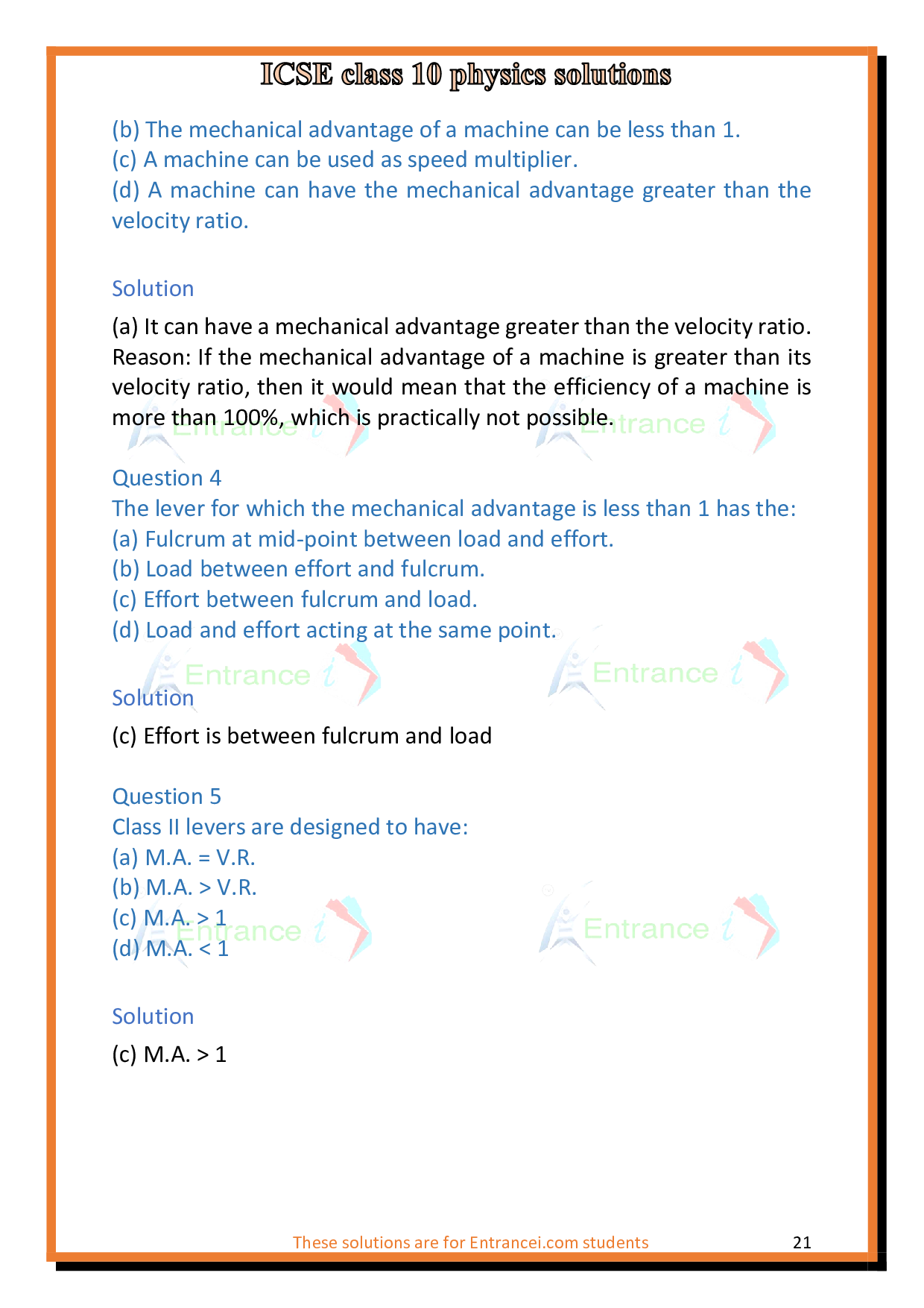 Chapter –3 Machines for ICSE class 10 Physics | Physics Wallah
