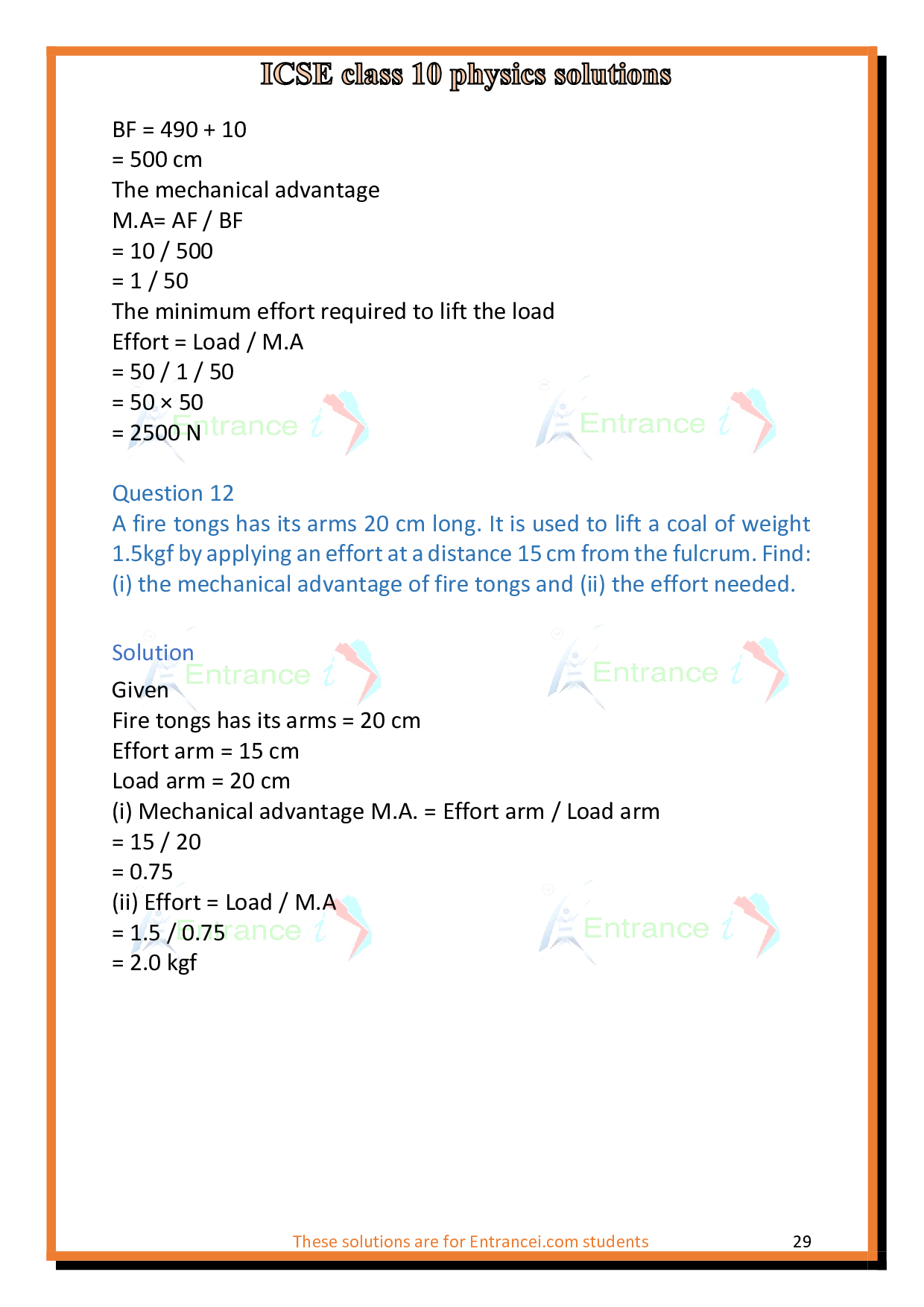 Chapter –3 Machines for ICSE class 10 Physics | Physics Wallah