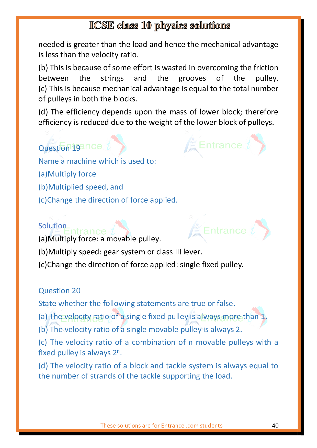 Chapter –3 Machines for ICSE class 10 Physics | Physics Wallah