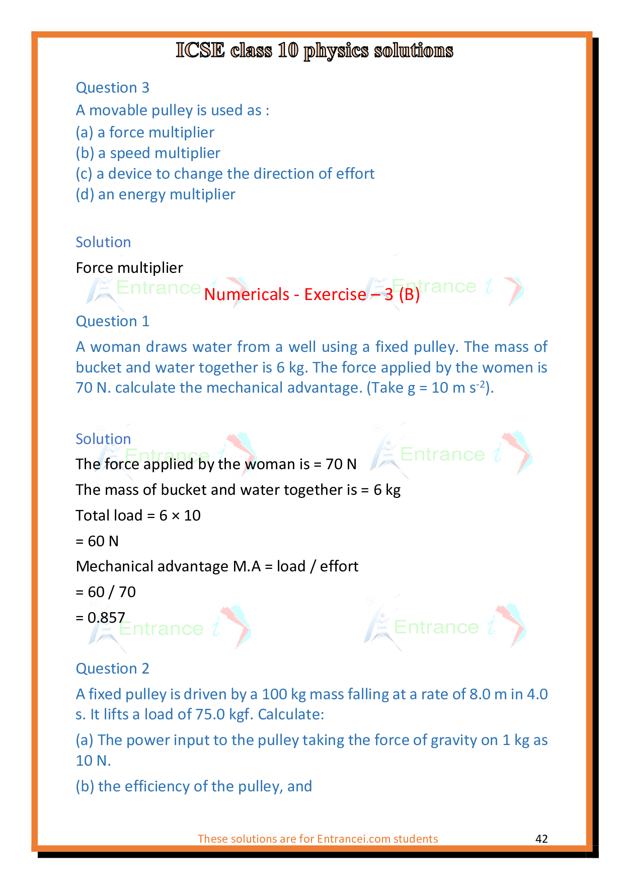 Chapter –3 Machines for ICSE class 10 Physics | Physics Wallah