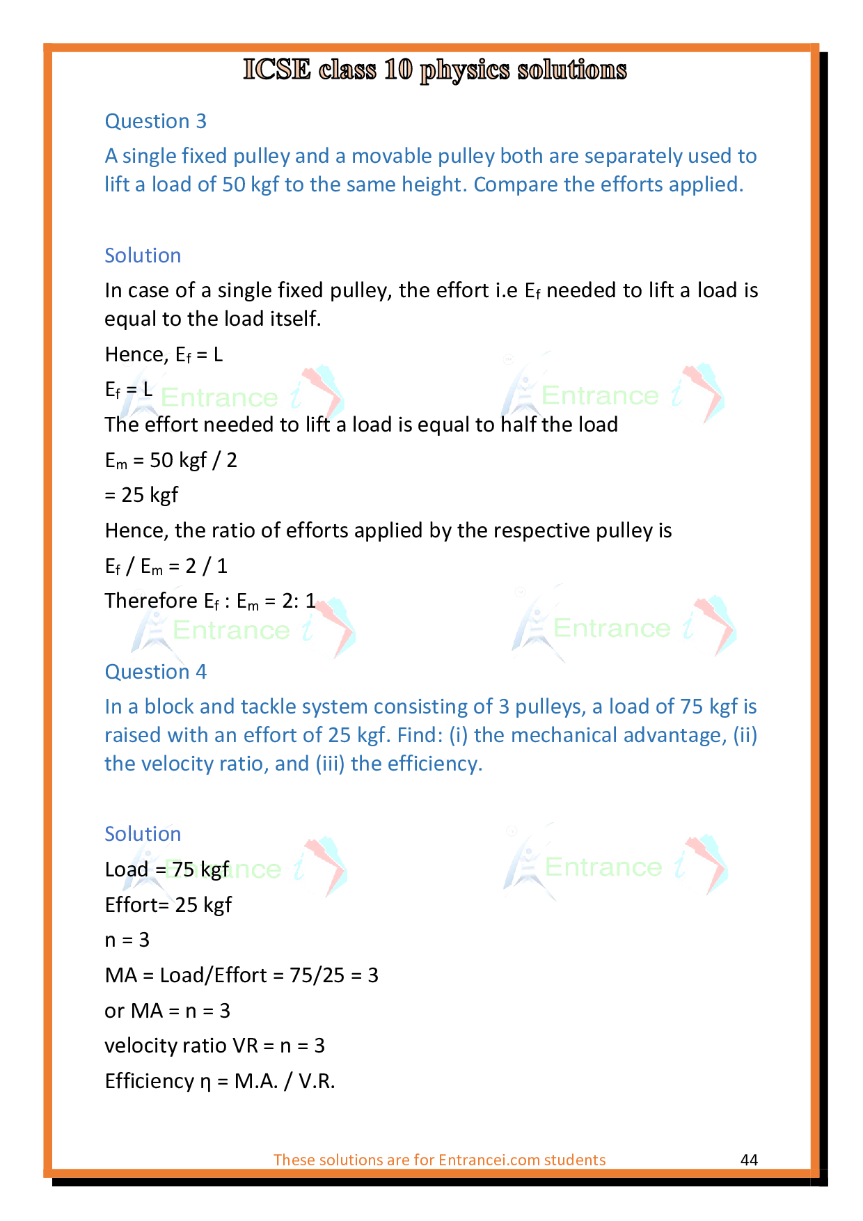 Chapter –3 Machines for ICSE class 10 Physics | Physics Wallah