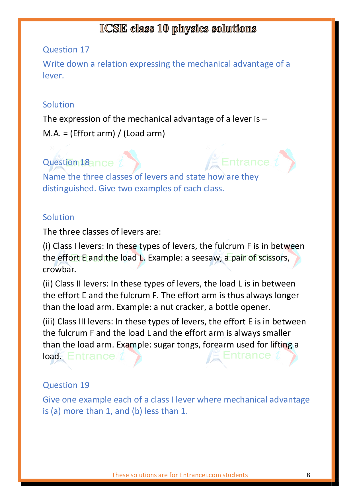 Chapter –3 Machines for ICSE class 10 Physics | Physics Wallah