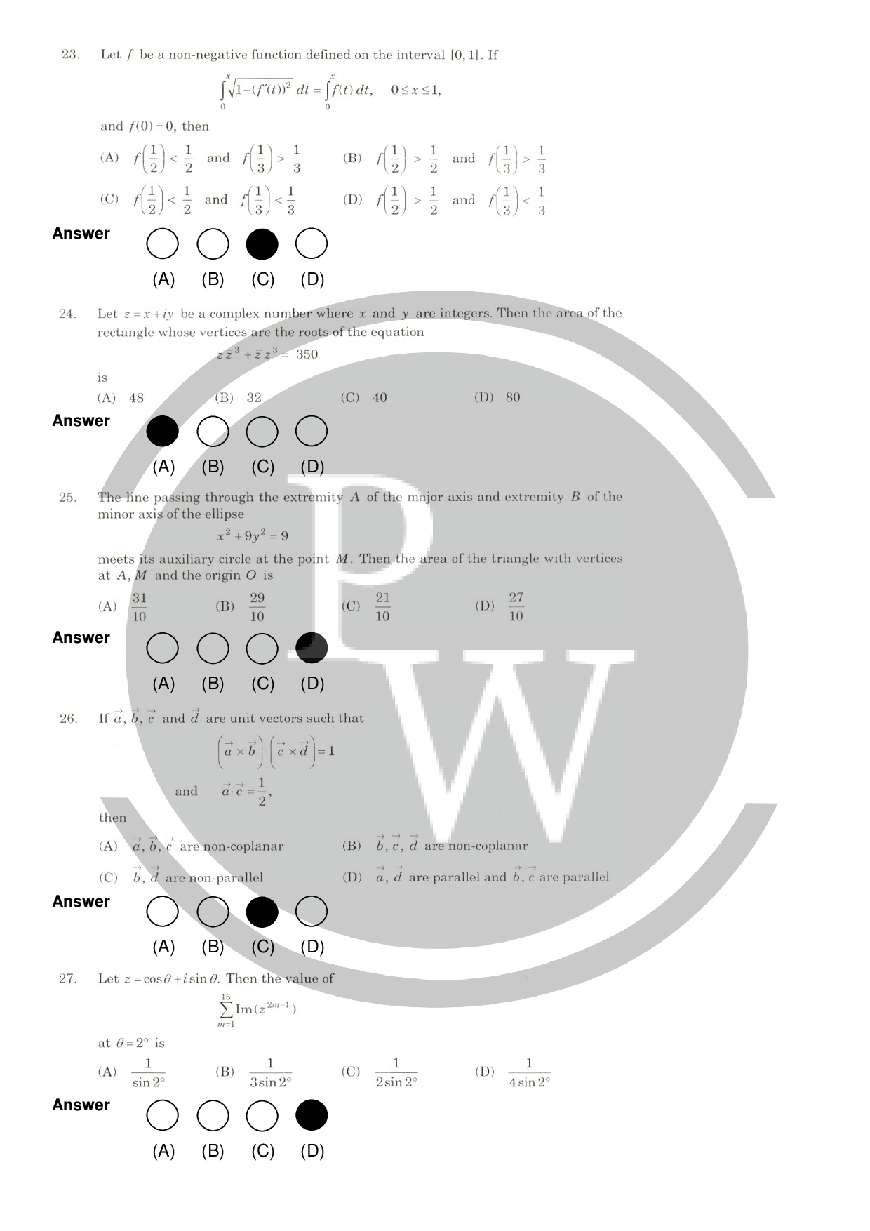 JEE Advance Question paper- 2009 Paper-1 With Answer Key | PW