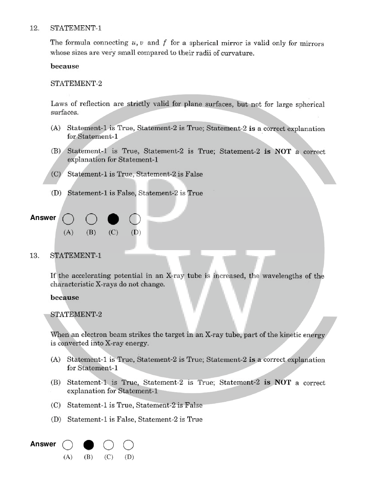 JEE Advance Question paper- 2007 Paper-1 With Answer Key | PW